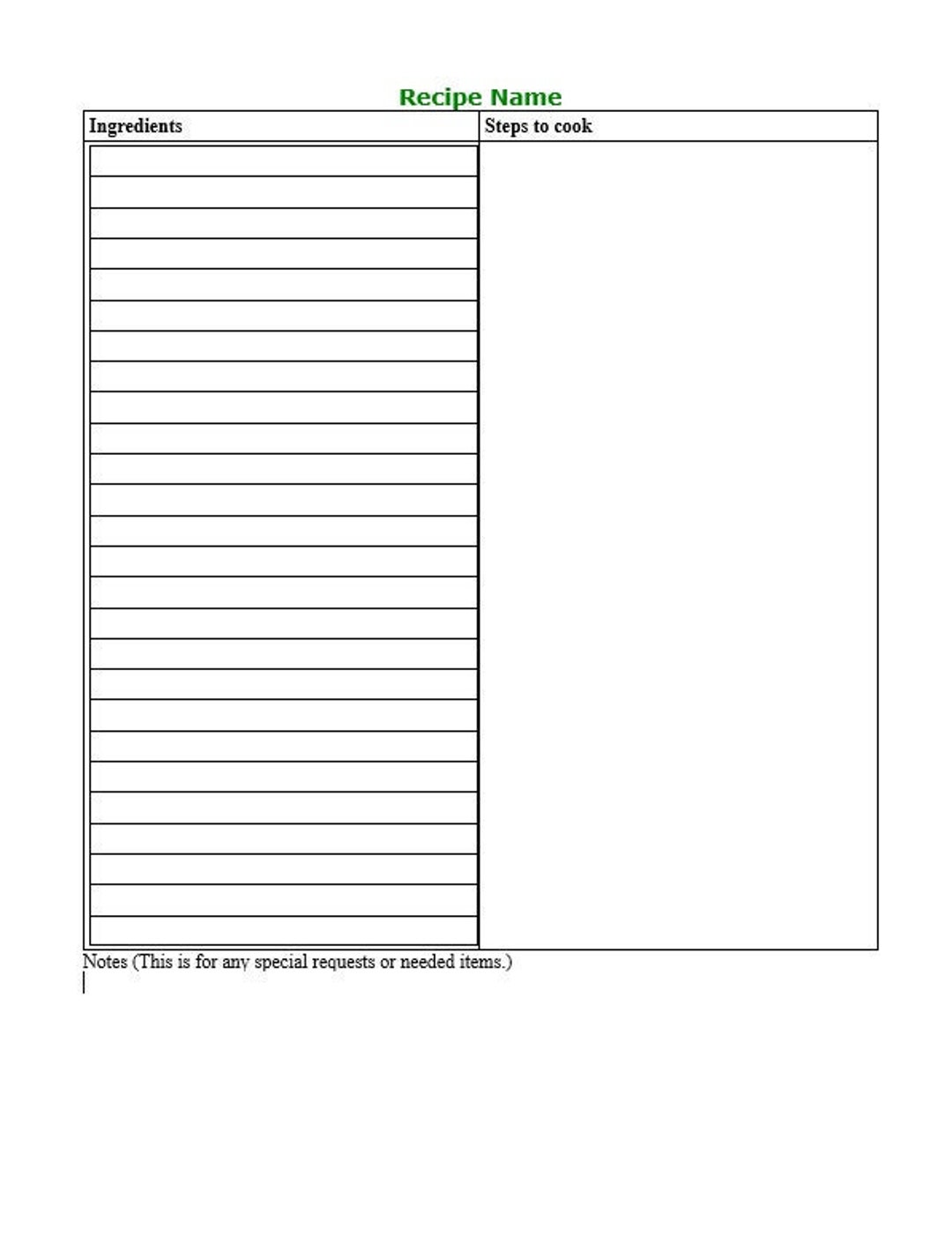 Recipe Template / Digital Recipes / Digital Recipe Template / Recipes ...