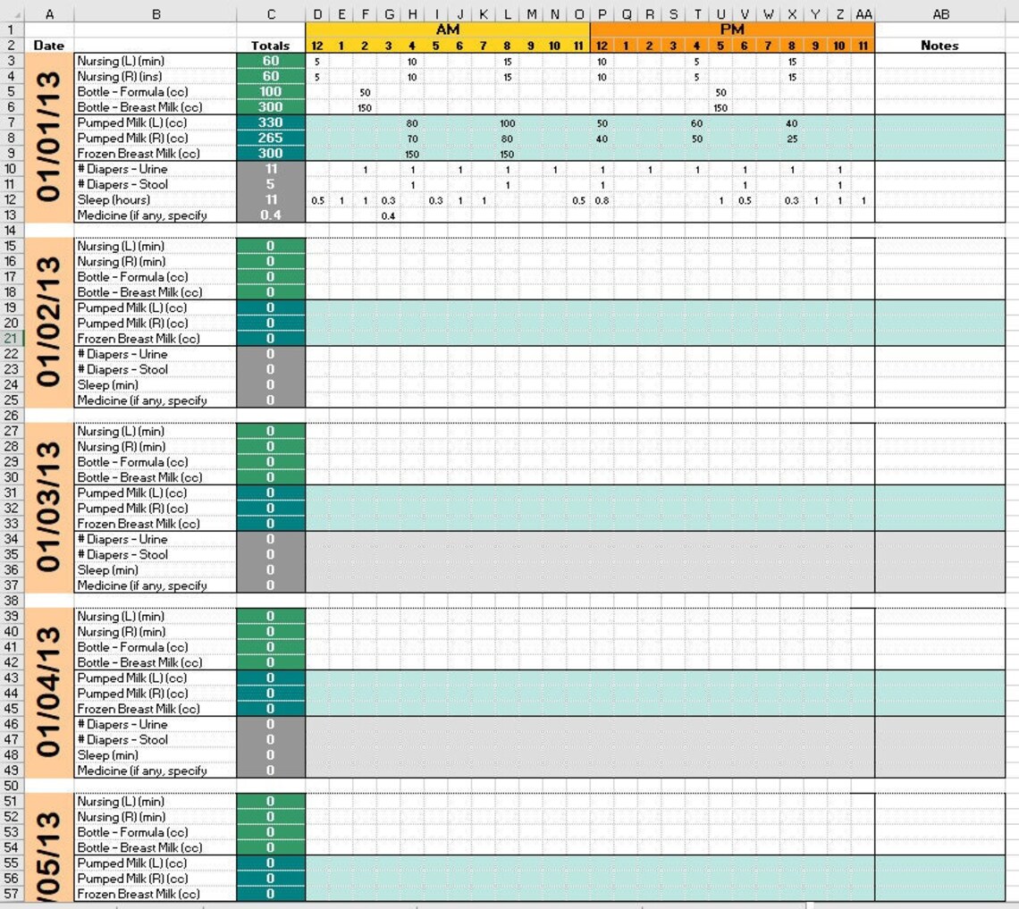 Baby Activity Log / Baby Tracking Form / Nursing Log / Nursery Log ...