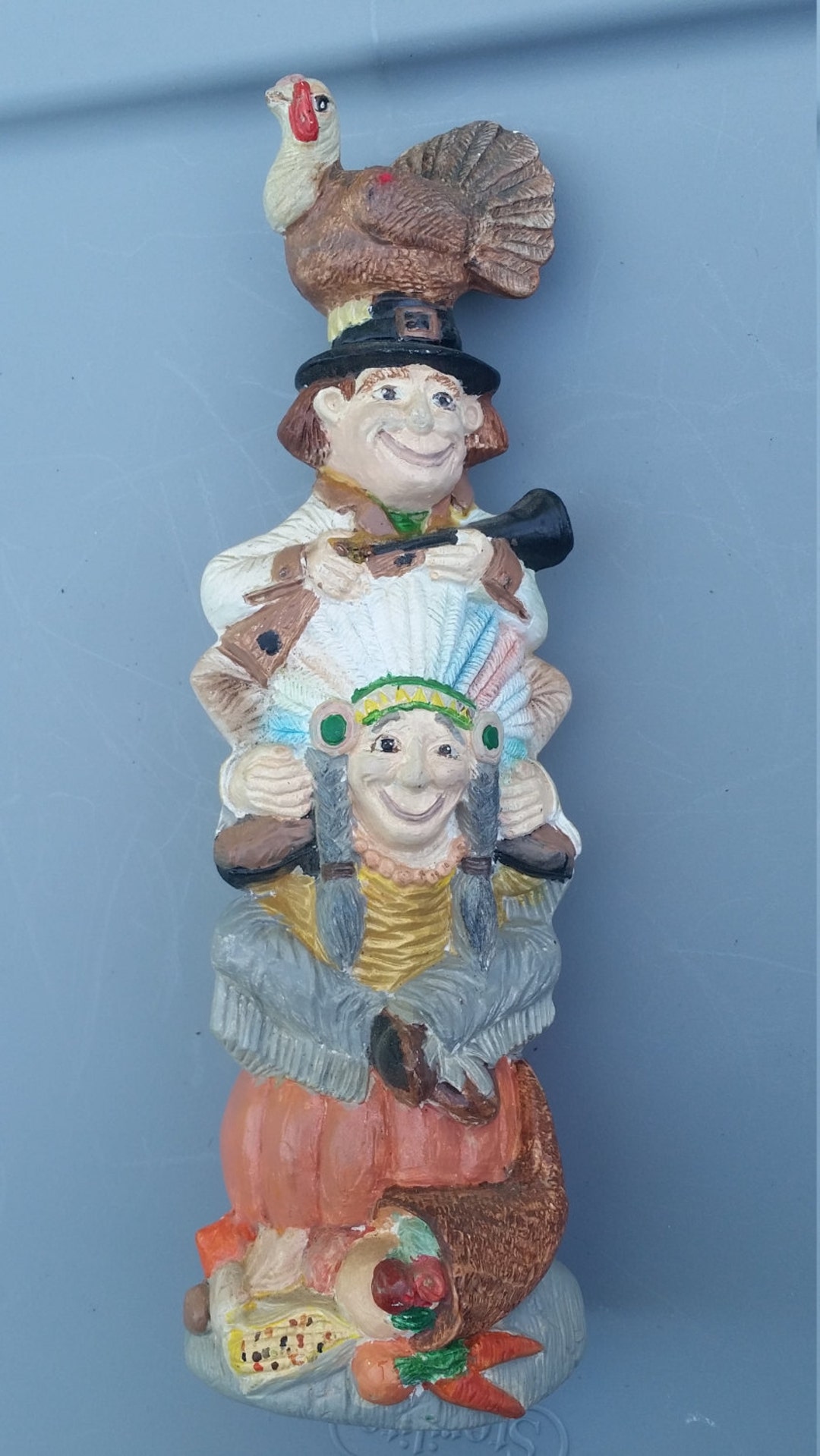 Vintage Ceramic Thanksgiving Figurines / Turkey / Pilgrims / Indians ...