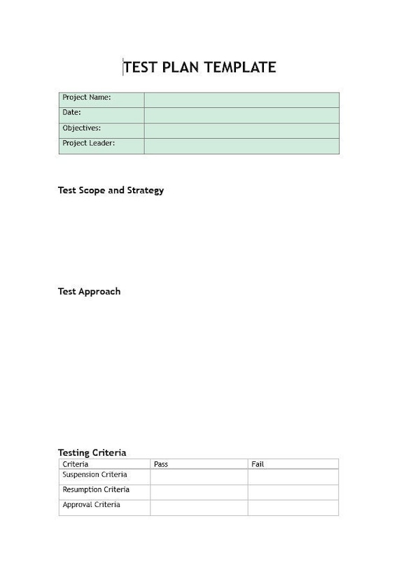 Excel Test Plan Template