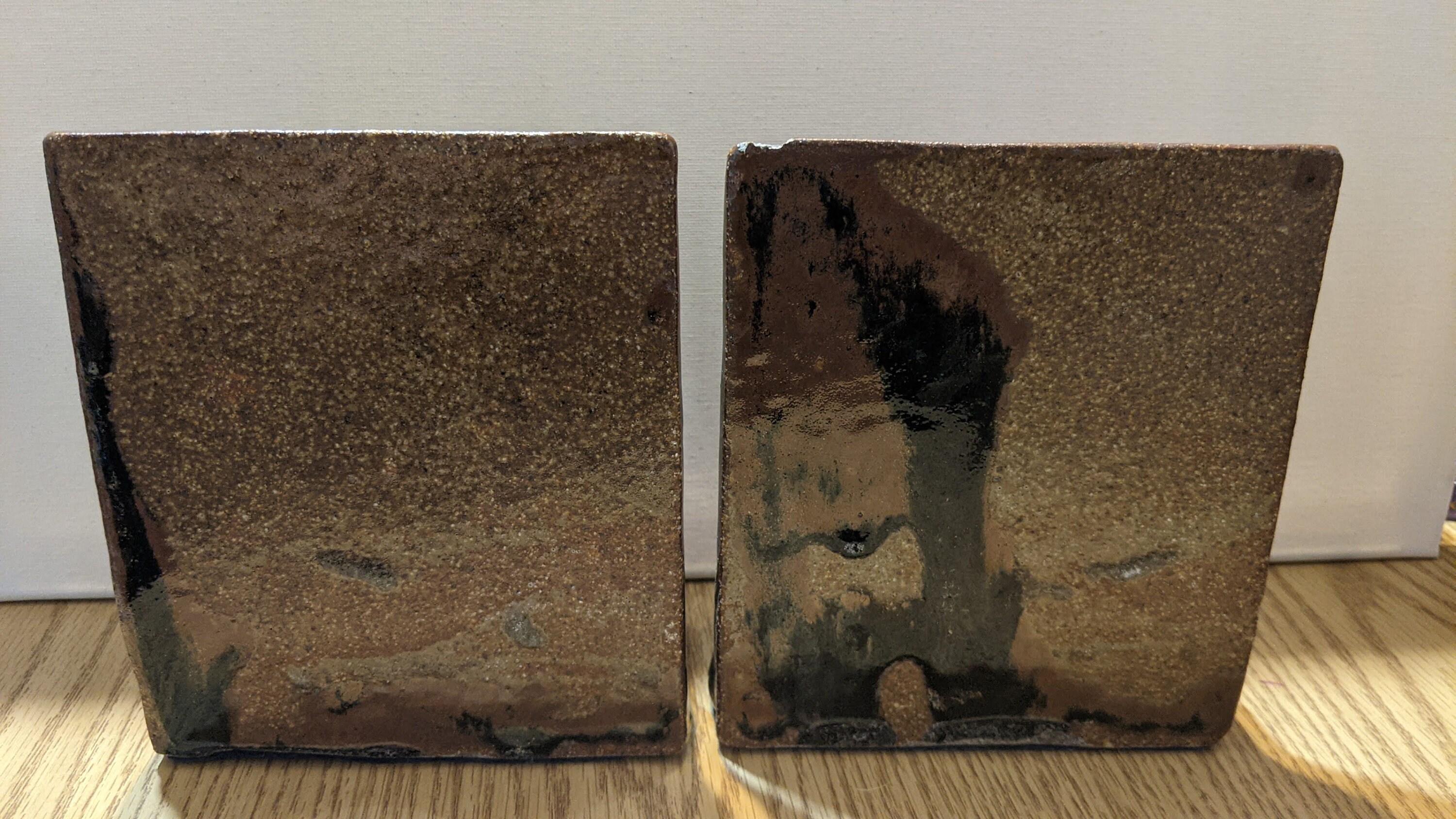 Glazed Pottery Bookends With Pen Holder / Earthenware / - Etsy