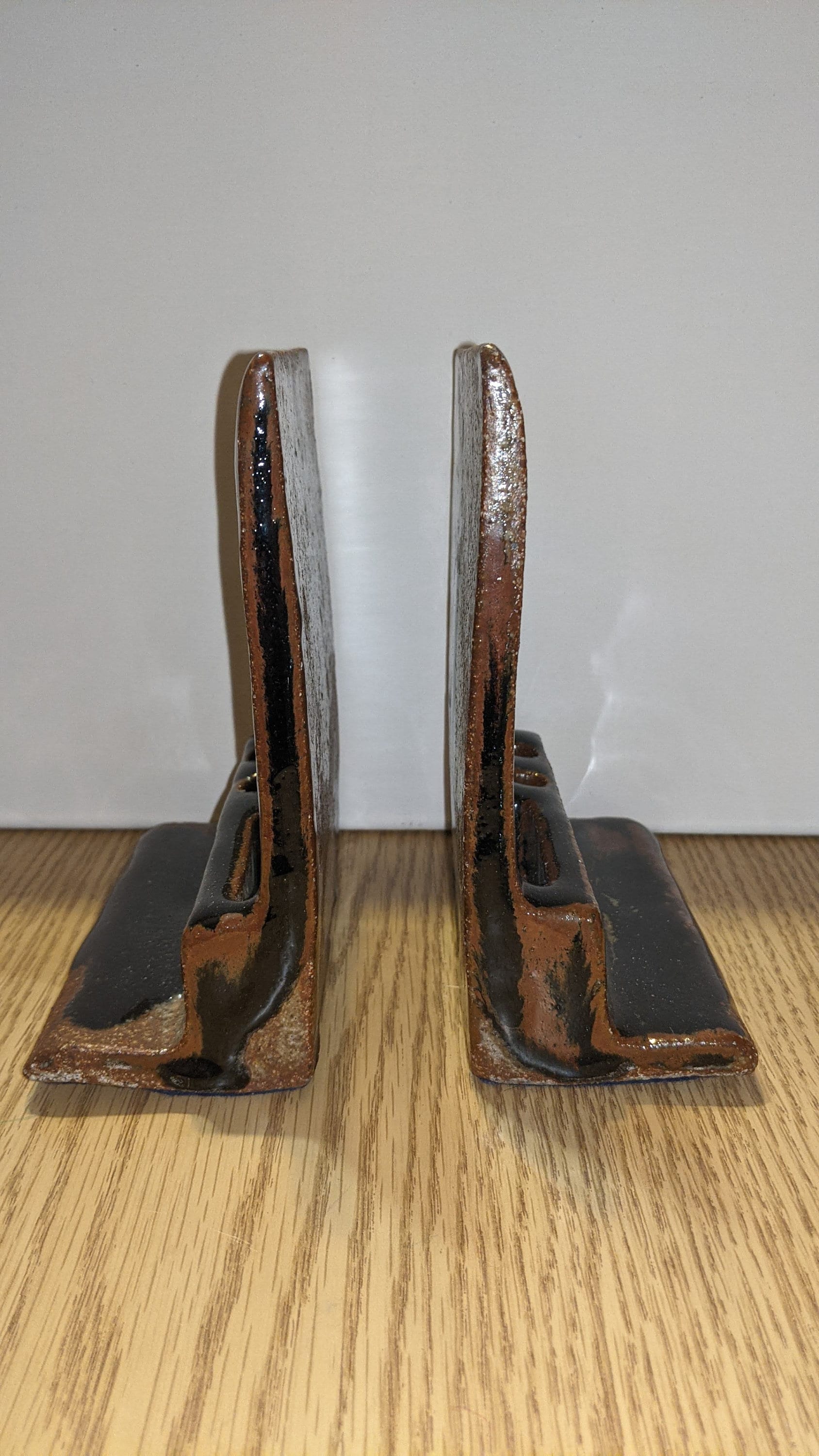 Glazed Pottery Bookends With Pen Holder / Earthenware / - Etsy
