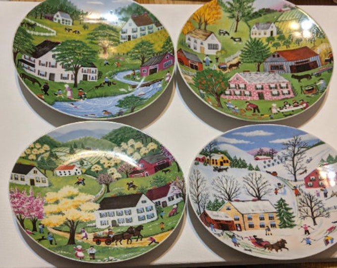 Vintage 1930 JKW Four Seasons Plate Set / 7.5" / Bavaria / Western ...