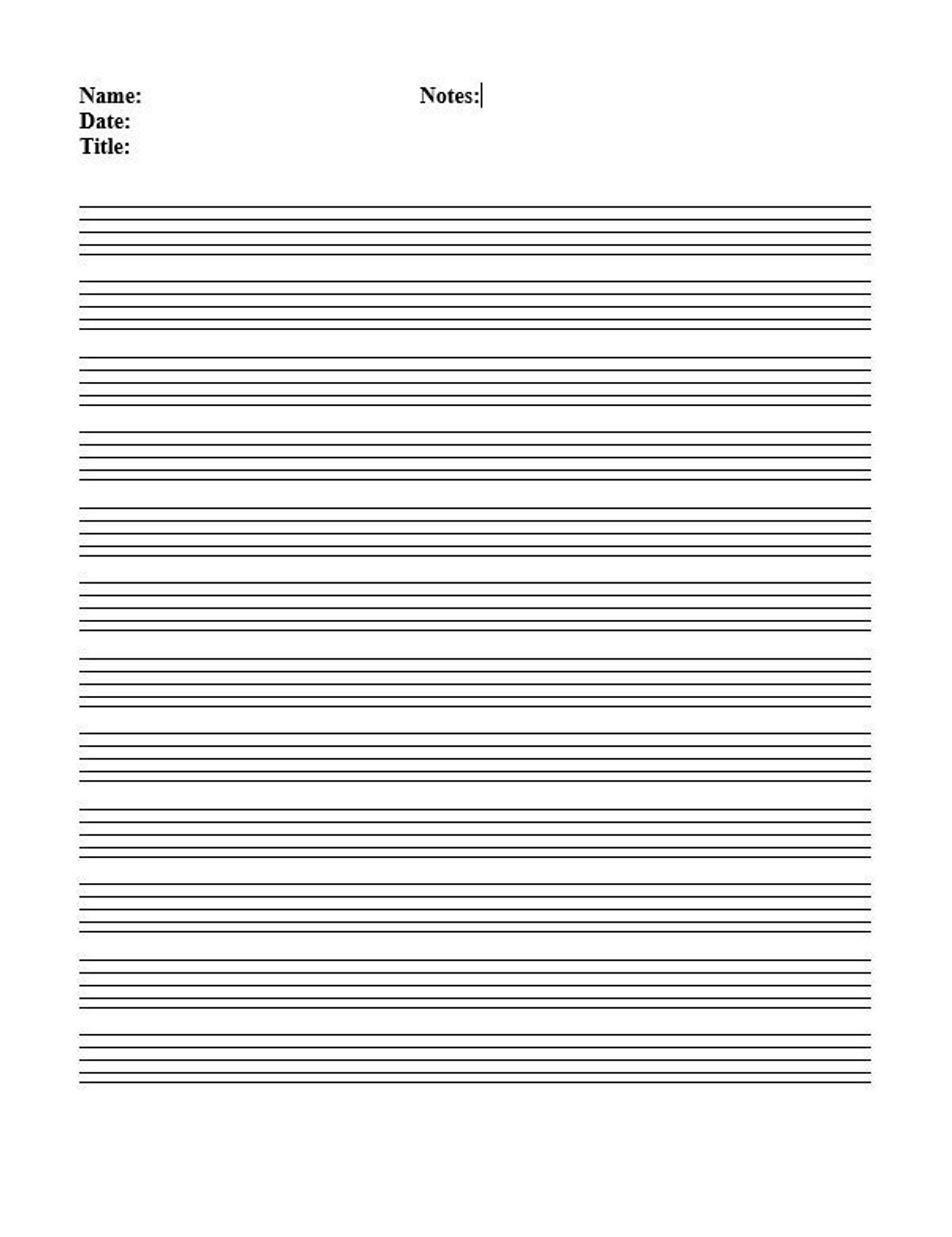 Music Template / Music Note Template / Music Sheet Template / Template ...
