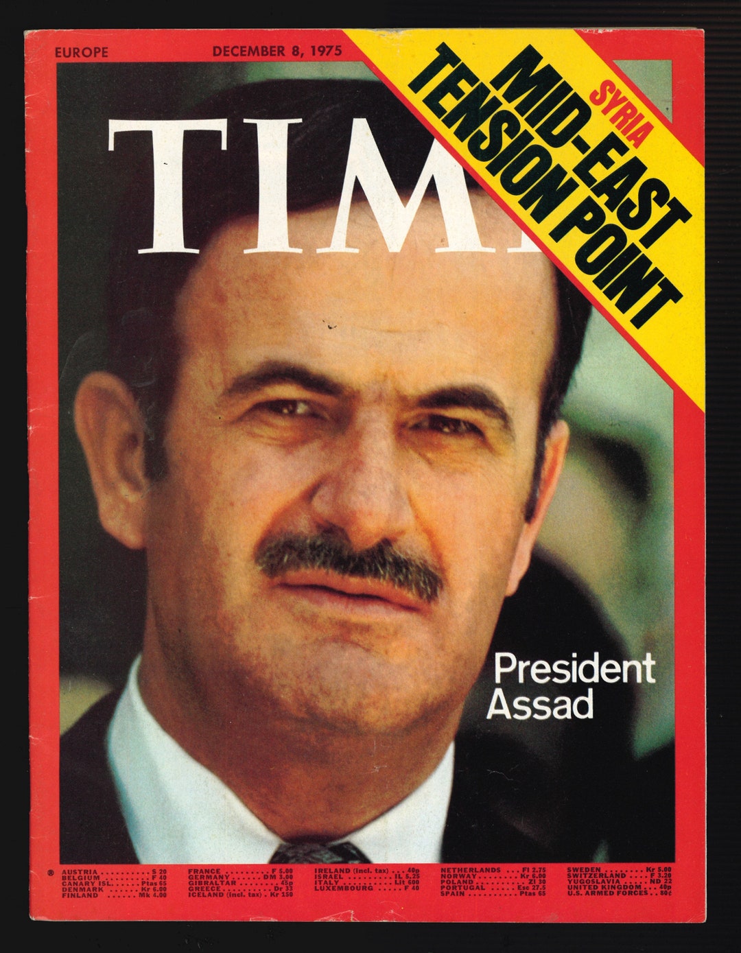 TIME DEC 8 1975 Vintage Magazine President Assad - Etsy
