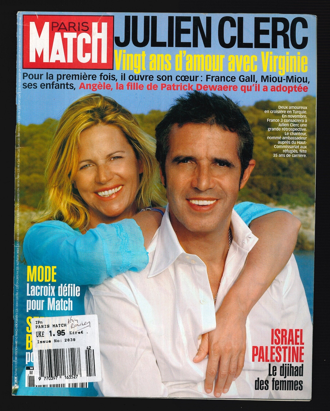Paris Match Magazine No 2838 Oct 15 2003 JULIEN CLERC & VIRGINIA - Etsy