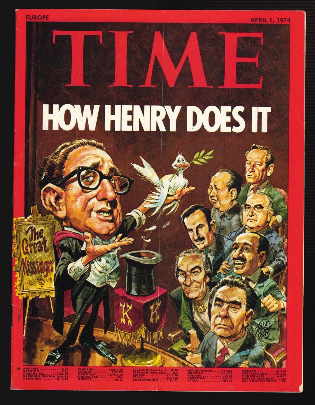 TIME APR 1 1974 Vintage Magazine Henry Kissinger 50th - Etsy