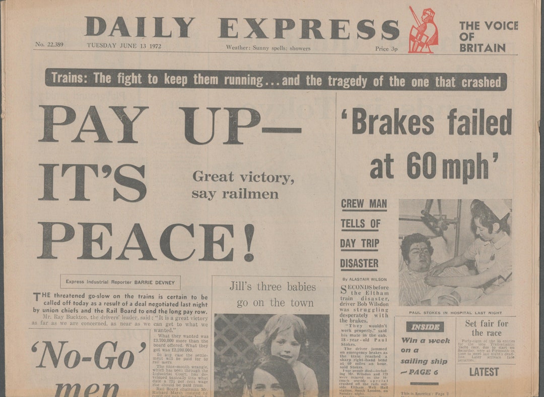 Daily Express June 13 1972 Original Rare Vintage Newspaper Birthday ...