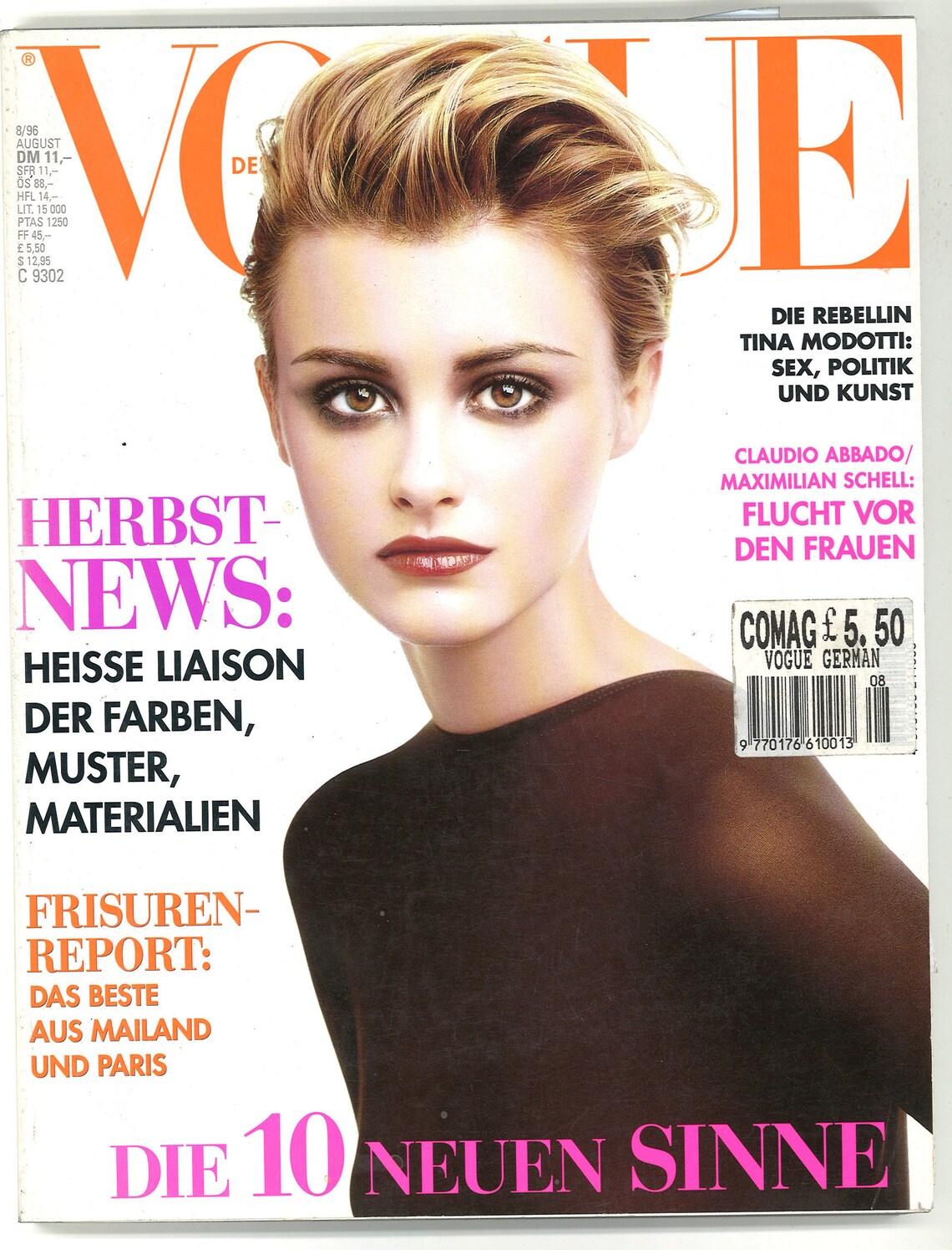 Vogue Deutsch Aug 1996 German Vintage Original Magazine Gift Present ...