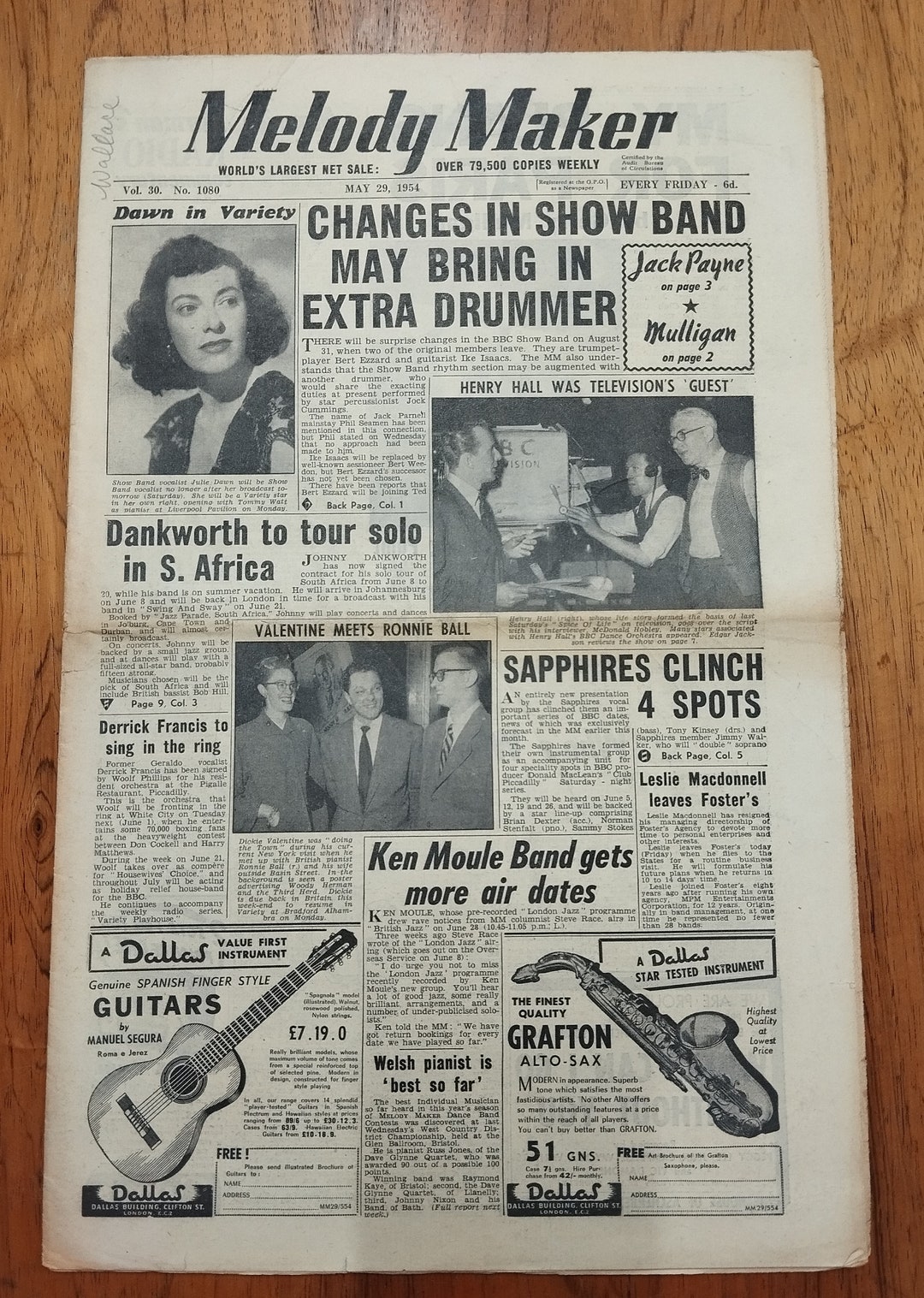Melody Maker May 29 1954 British Pop Newspaper 70th Birthday - Etsy