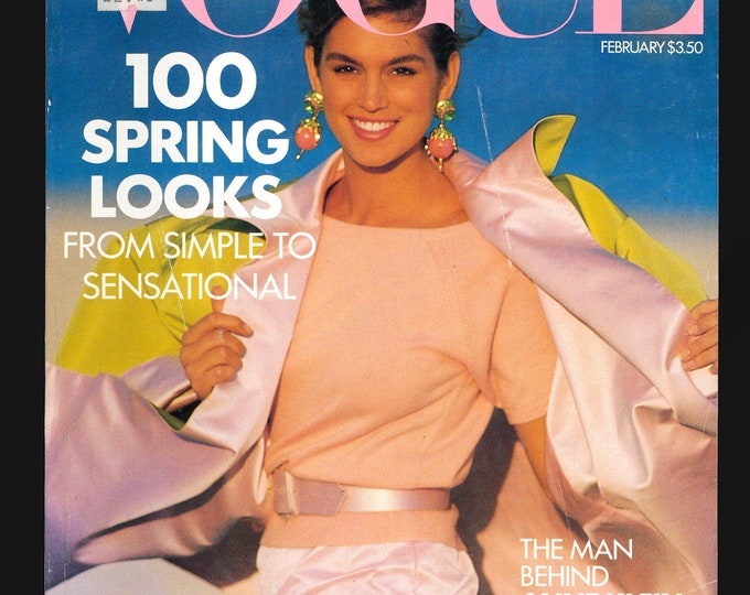 Vogue US Feb 1990 Original Vintage Fashion Magazine Cindy Crawford Anne ...