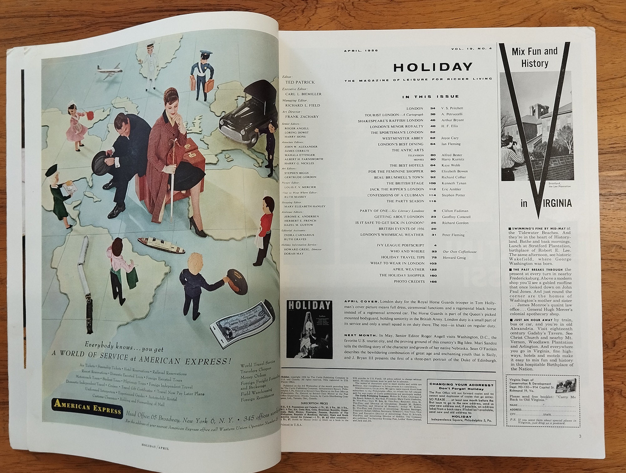 Holiday April 1956 US Original Vintage Magazine Featuring England’s ...