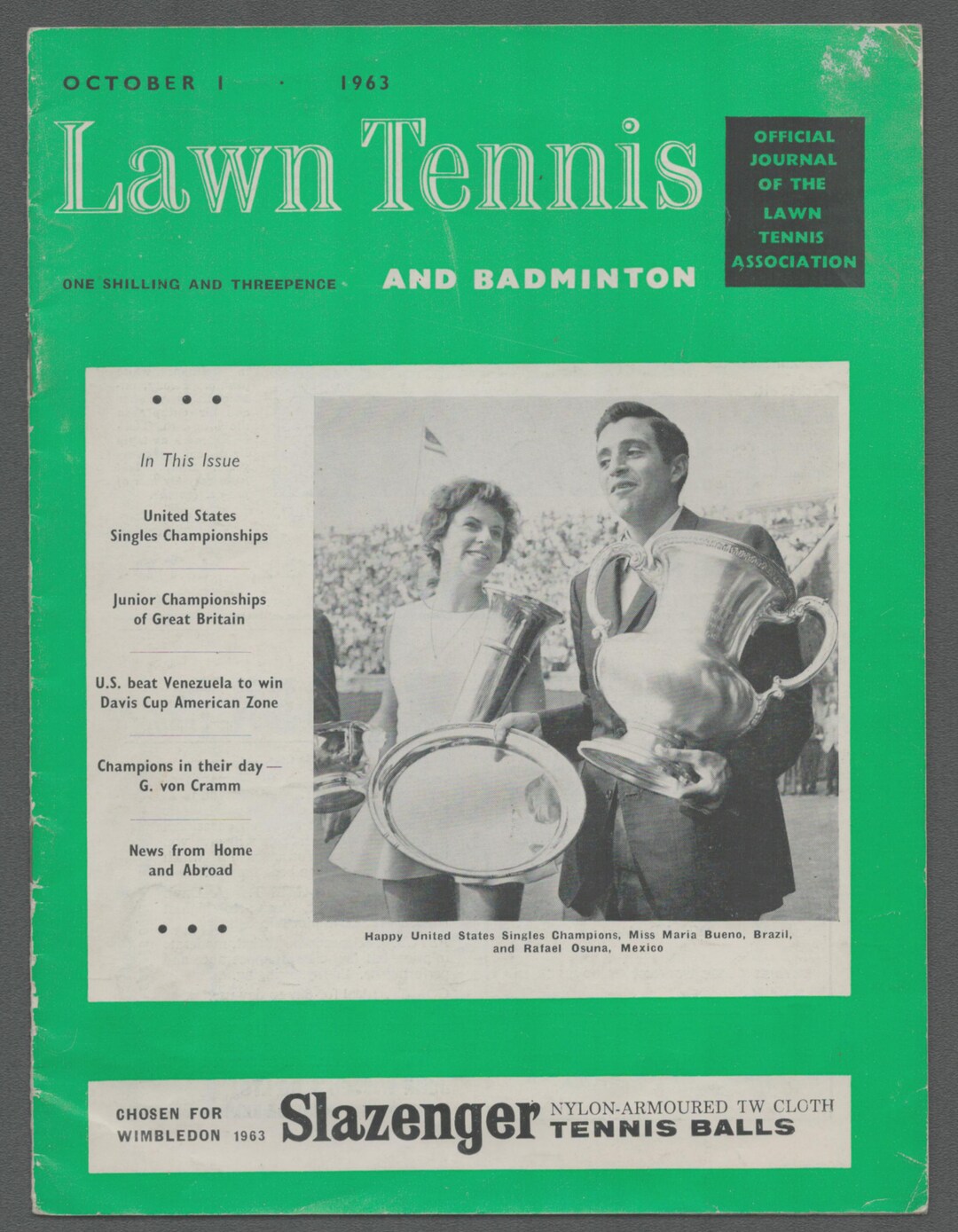 Lawn Tennis and Badminton Oct 1 1963 Maria Bueno Rafael Osuna - Etsy