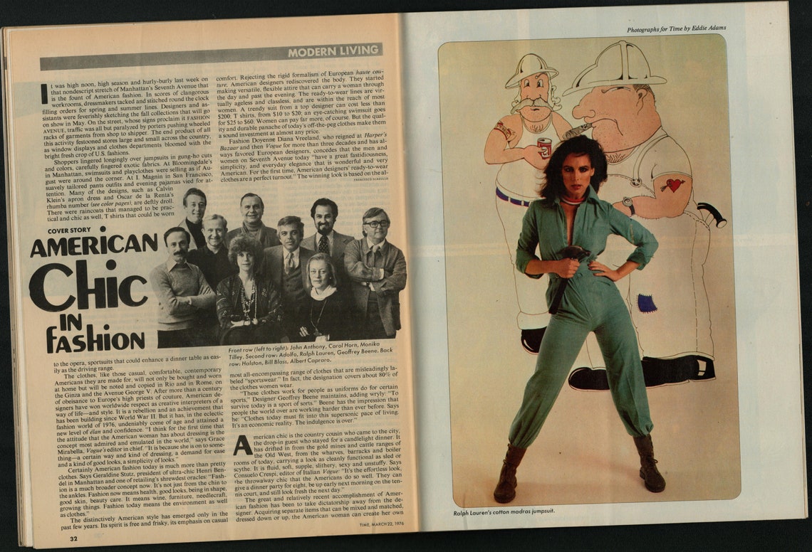 Time Magazine March 22 1976 American Chic in Fashion Model Cover ...