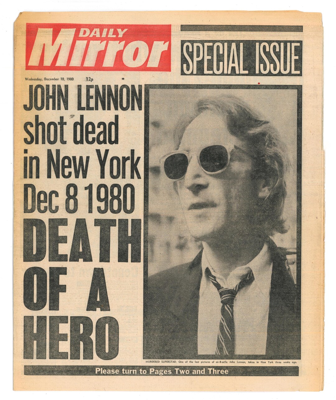John Lennon Death British Newspaper Headlines Dec 10 1980 X 4 Sun ...