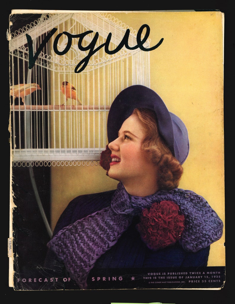 Vogue US Jan 15, 1935 Original Vintage Fashion Magazine Advance Trade ...