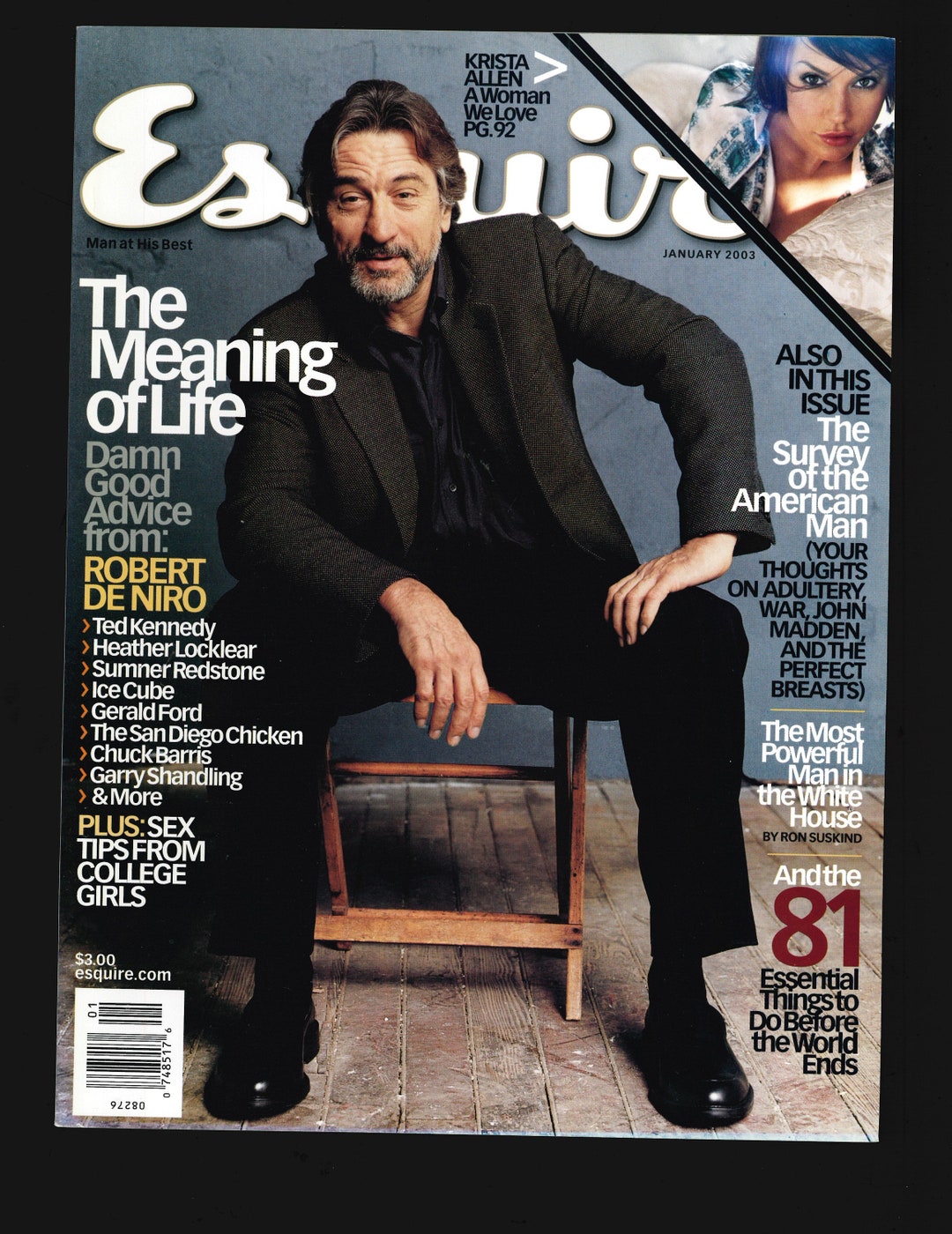Esquire Magazine US Jan 2003 Cover: Robert De Niro - Etsy