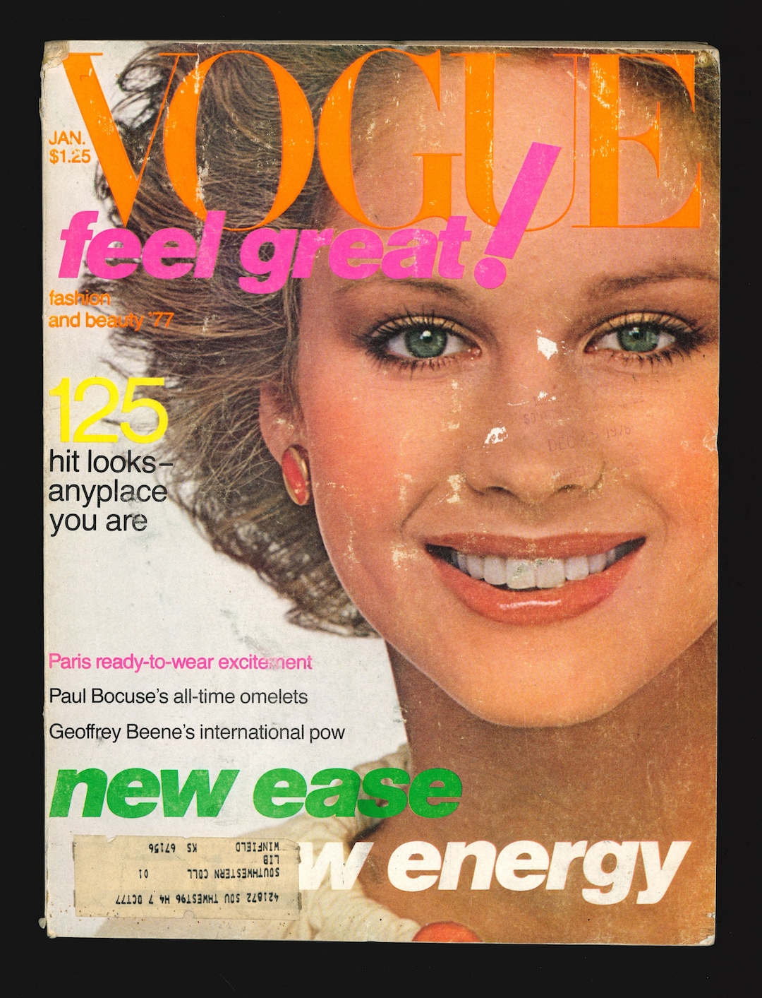 Vogue US Jan 1977 Original Vintage Fashion Magazine Rosie Vela Iman ...