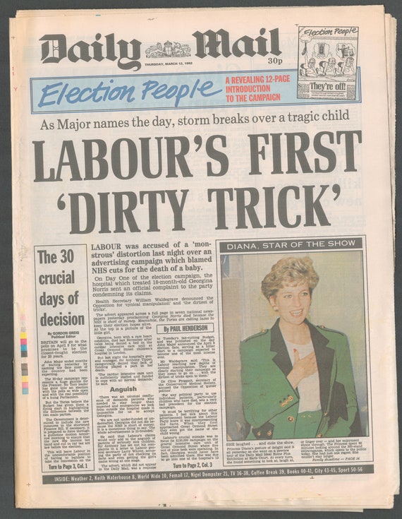 Daily Mail Newspaper March 12 1992 30th Birthday Gift Present | Etsy