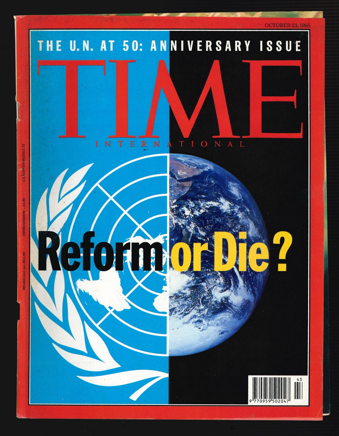 TIME OCT 21 1995 Vintage Magazine the UN at 50 Reform or Die? - Etsy