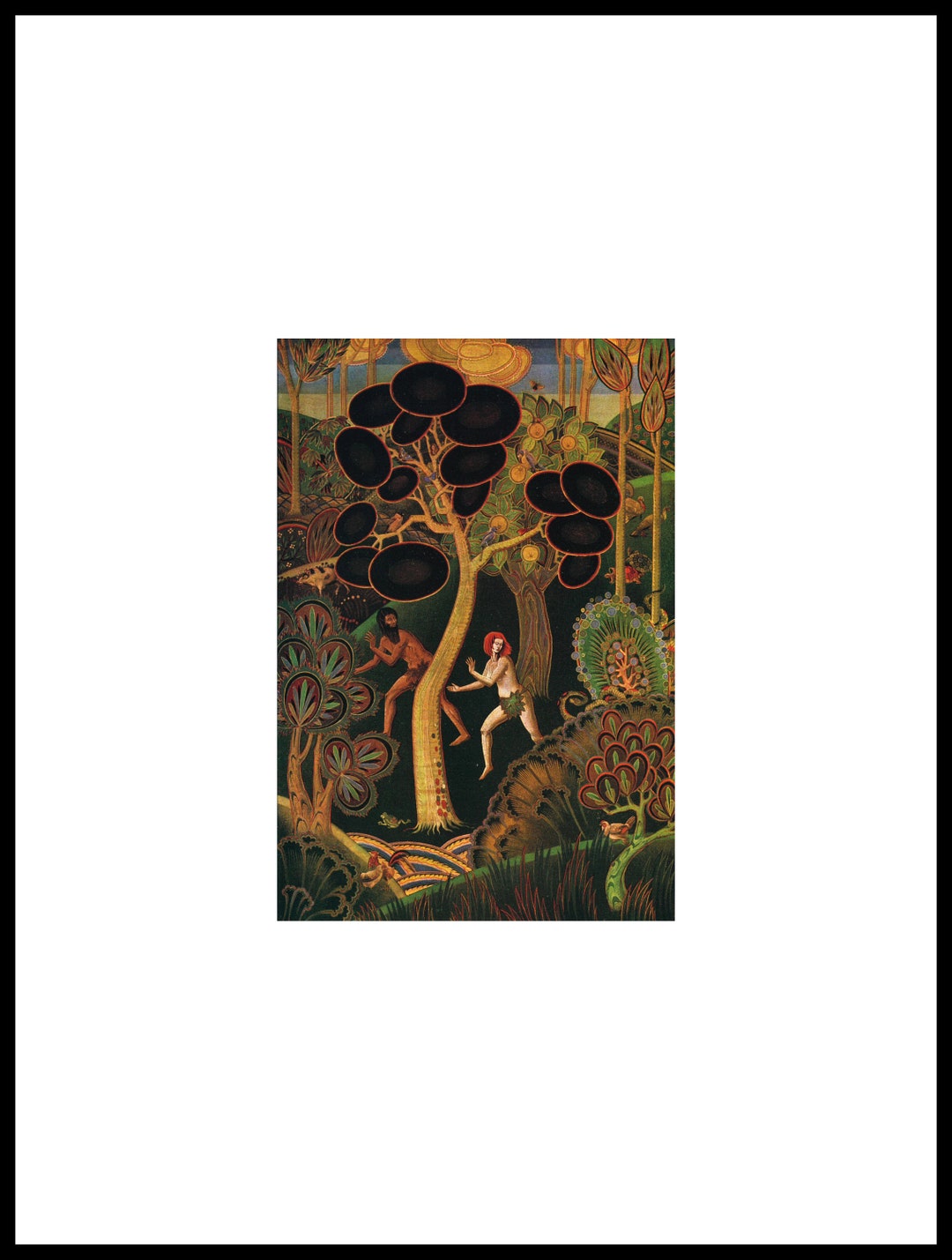 Adam and Eve, Reco Capey Original Tear Sheet Window Mounted Ready for ...