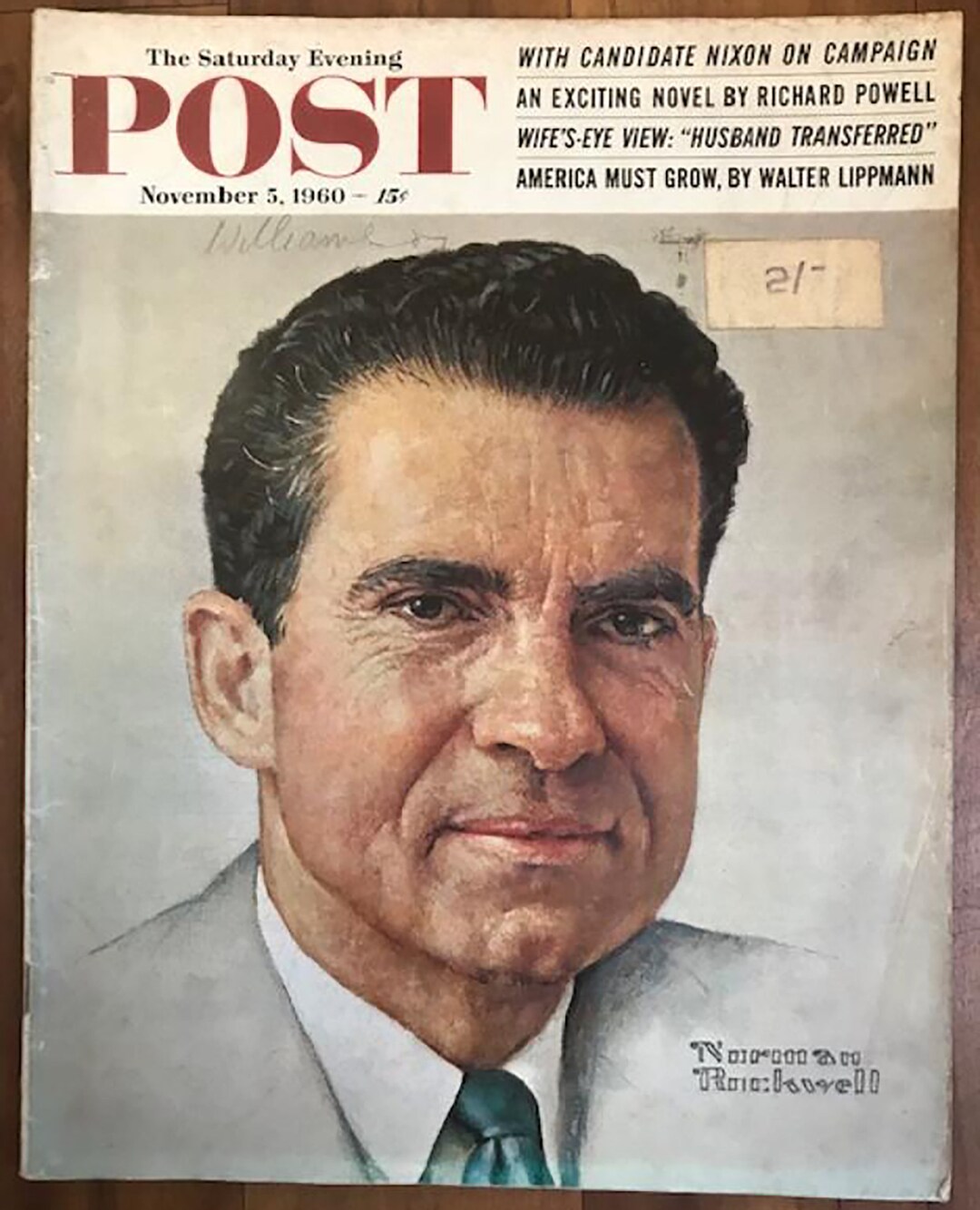 Saturday Evening Post Nov 5 1960 Norman Rockwell Cover -richard Nixon ...