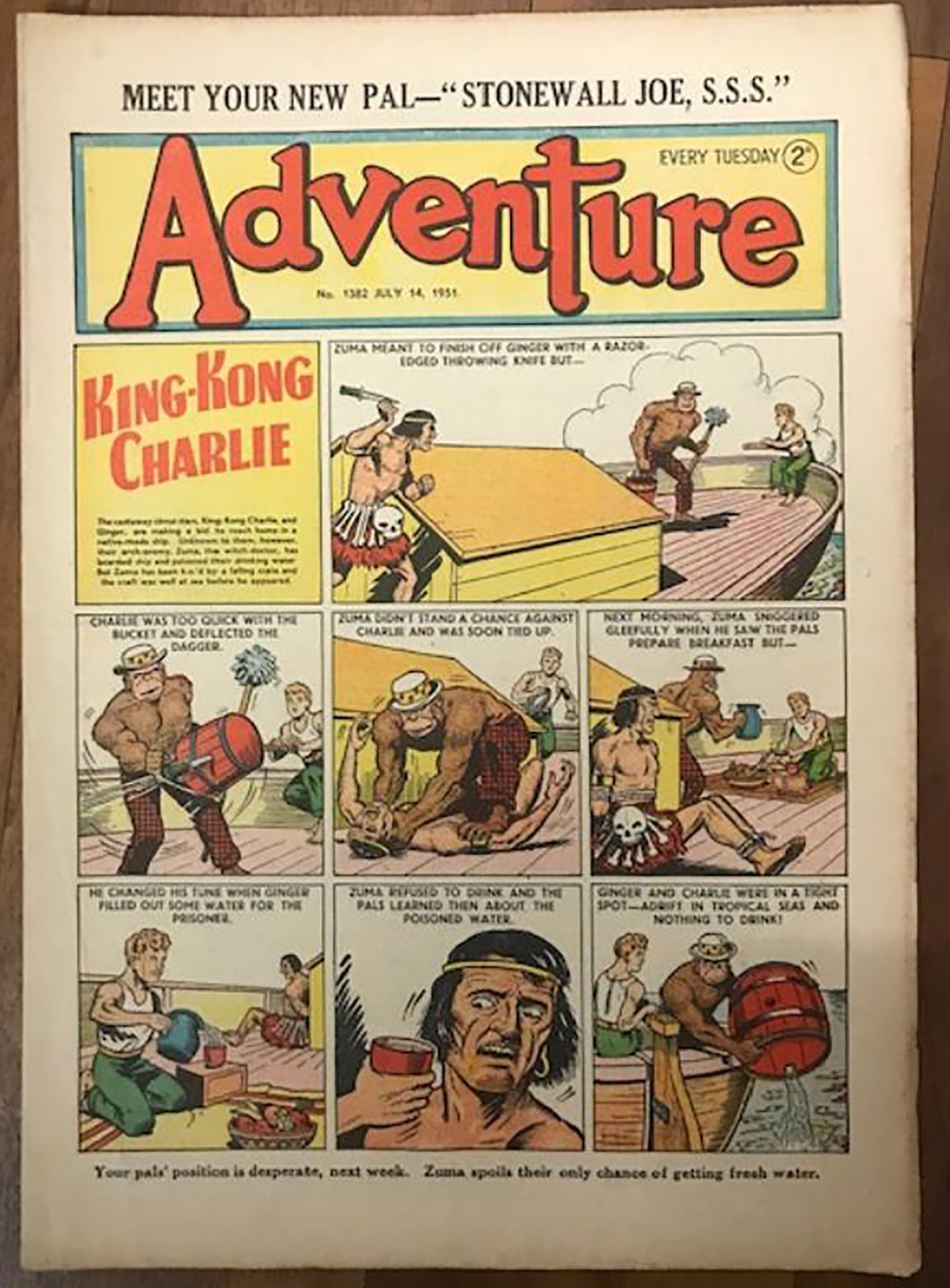 Adventure British Weekly Comics No 1382 July 14 1951 Stonewall Joe - Etsy