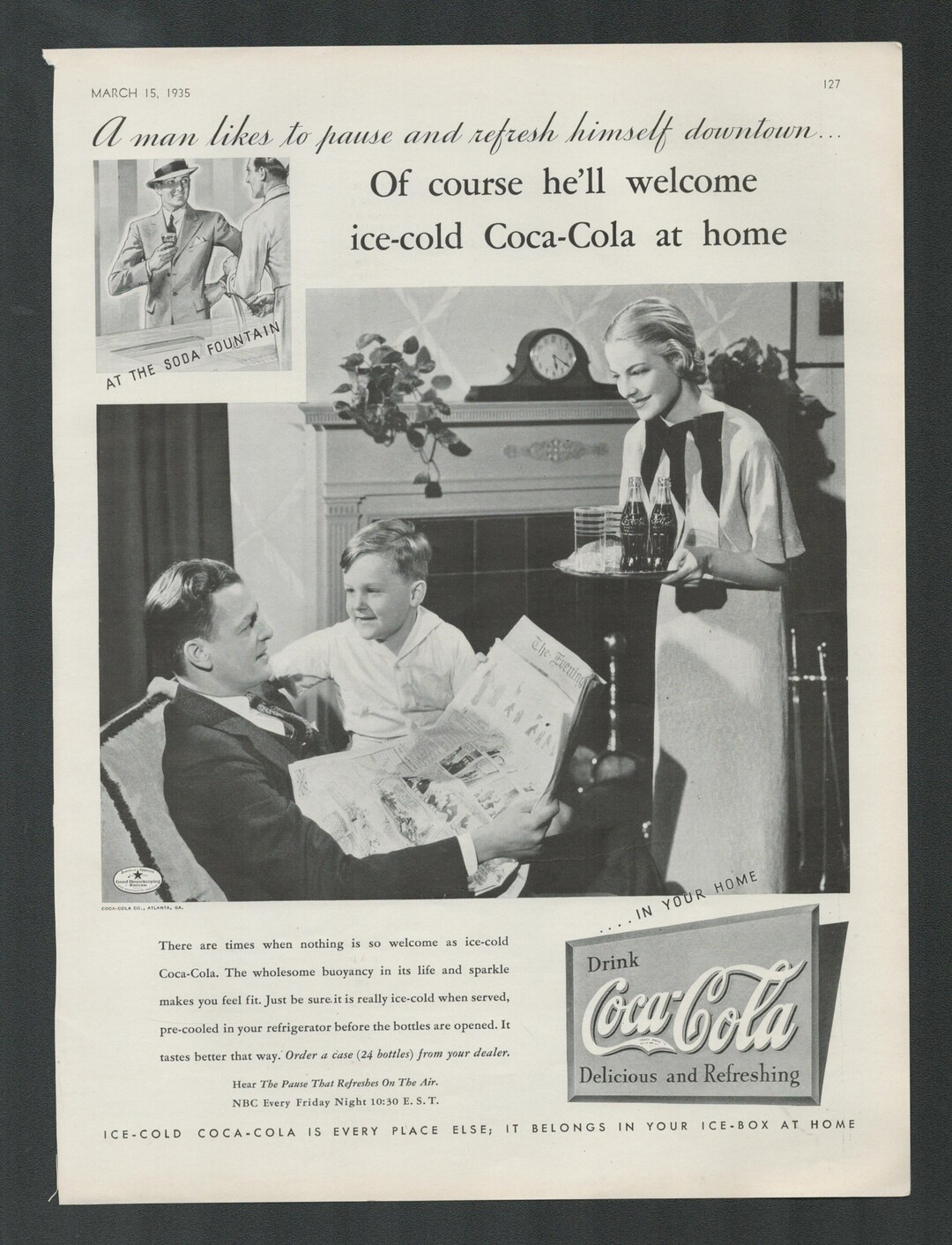 Coca Cola 1935 Original Tear Sheet Ideal for Framing - Etsy