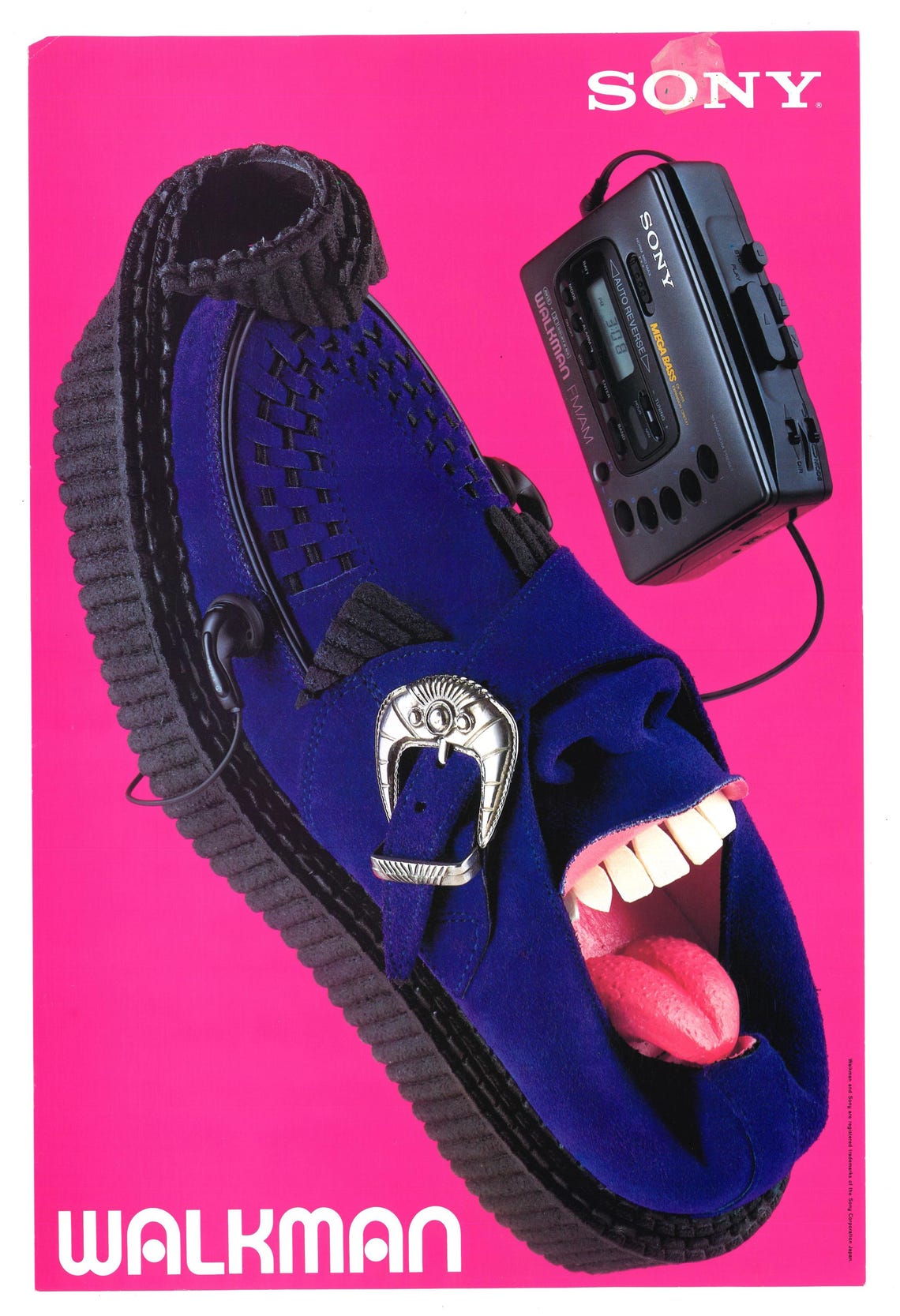 Original 1993 Sony Walkman Poster Adverts Cassette Music Shoe Trainers ...