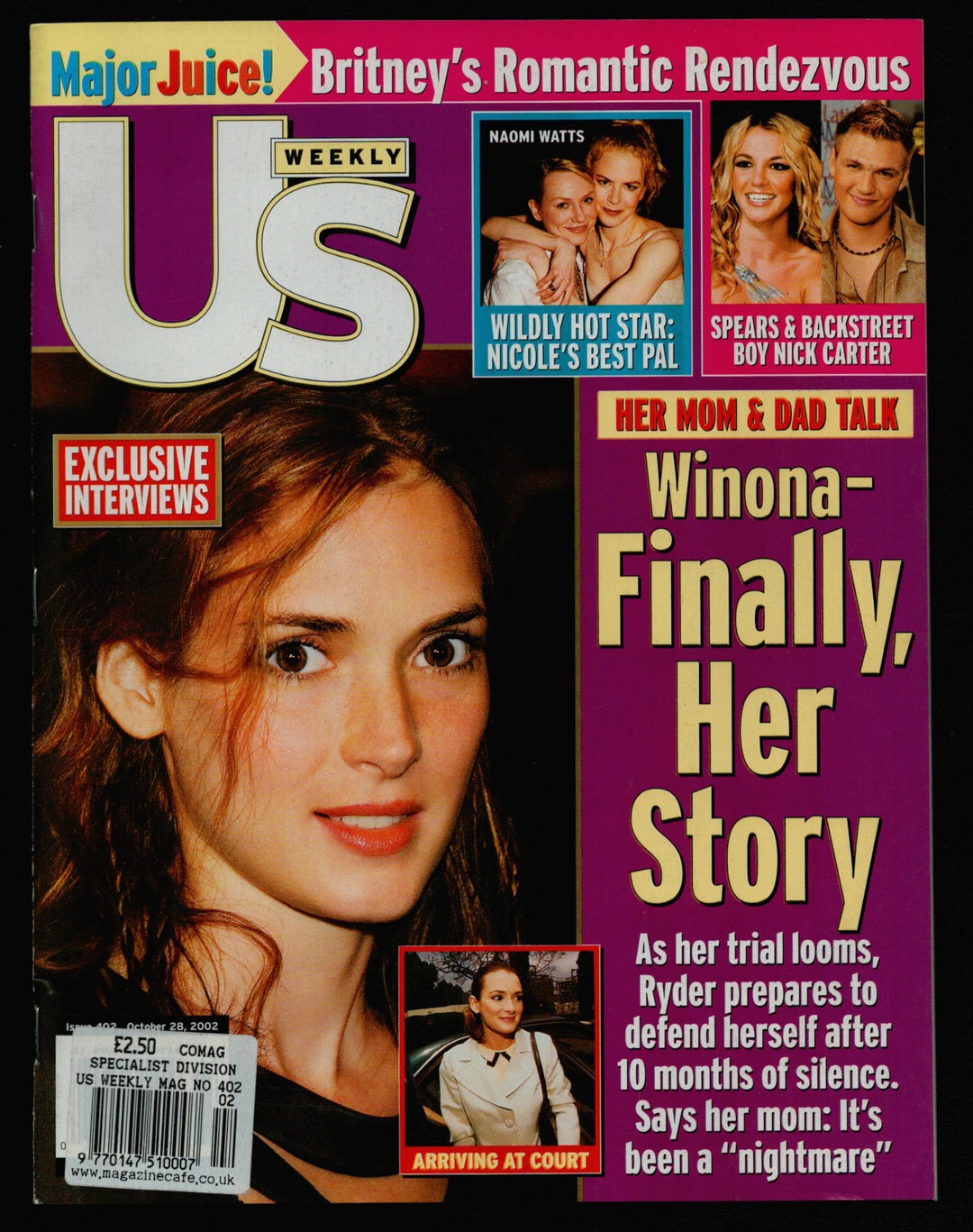 US Weekly Entertainment Magazine Oct 28 2002 Winona Ryder - Etsy