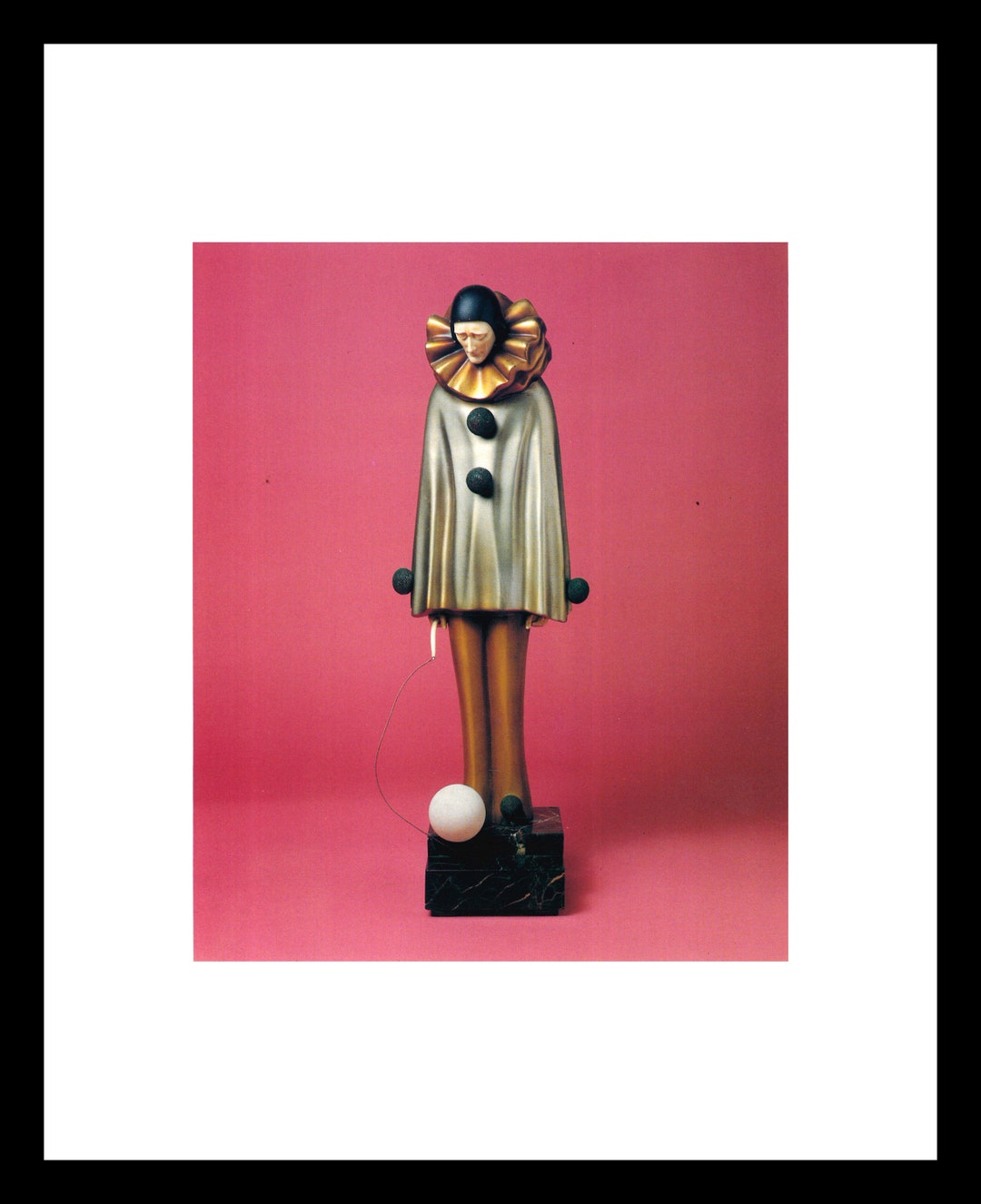 Pierrot a Bronze and Ivory Figure Original Tear Sheet Window Mounted ...
