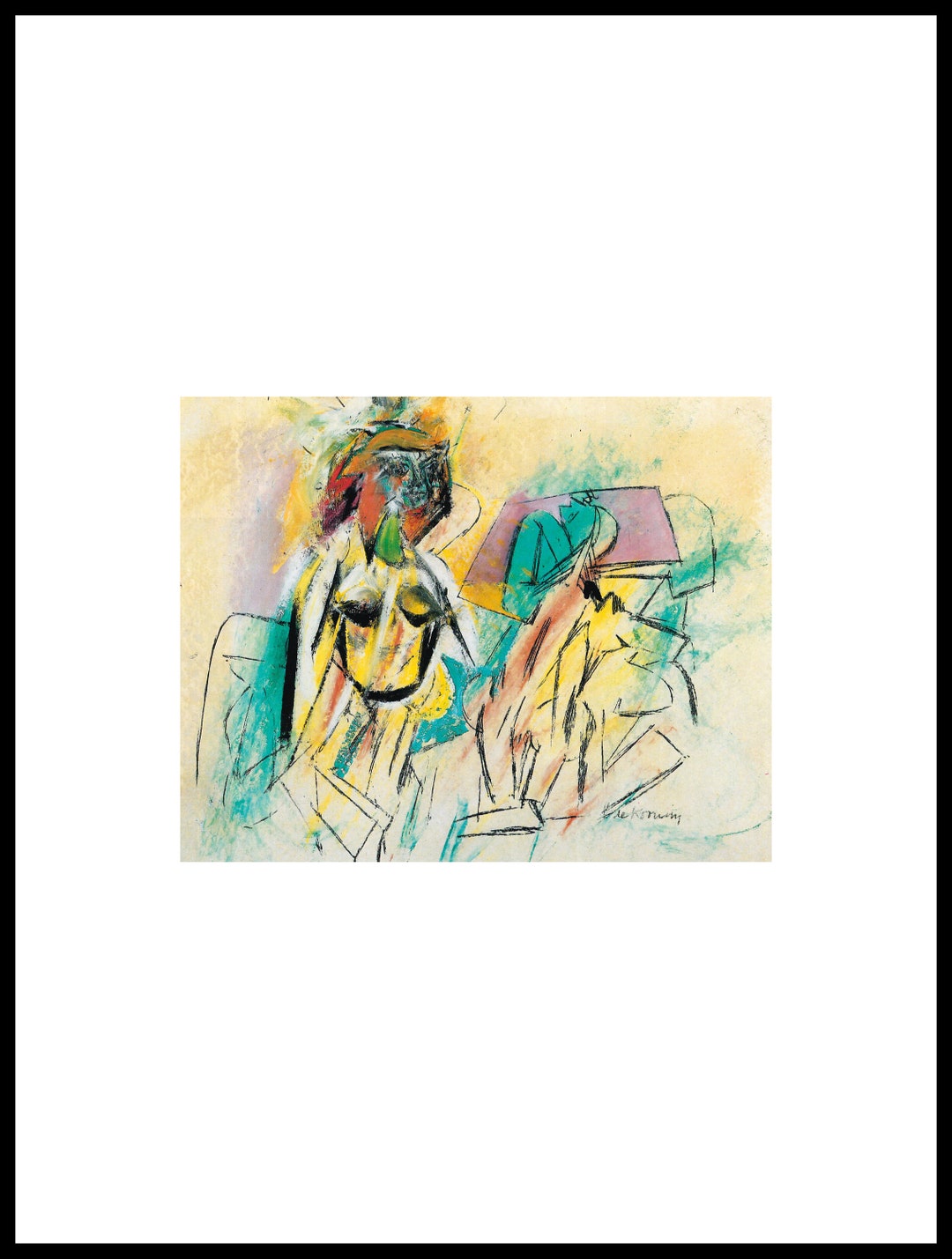 Two Woman by Willem De Kooning Original Tear Sheet Window Mounted Ready ...