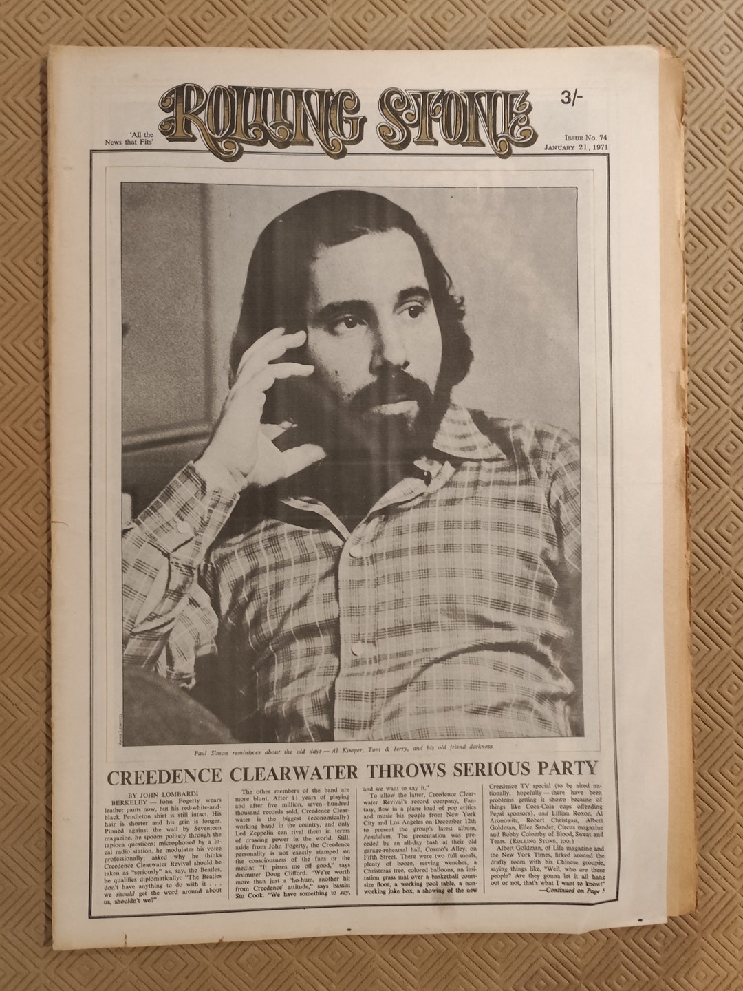 Rolling Stone Magazine January 21 1971 Paul Simon Cover - Etsy