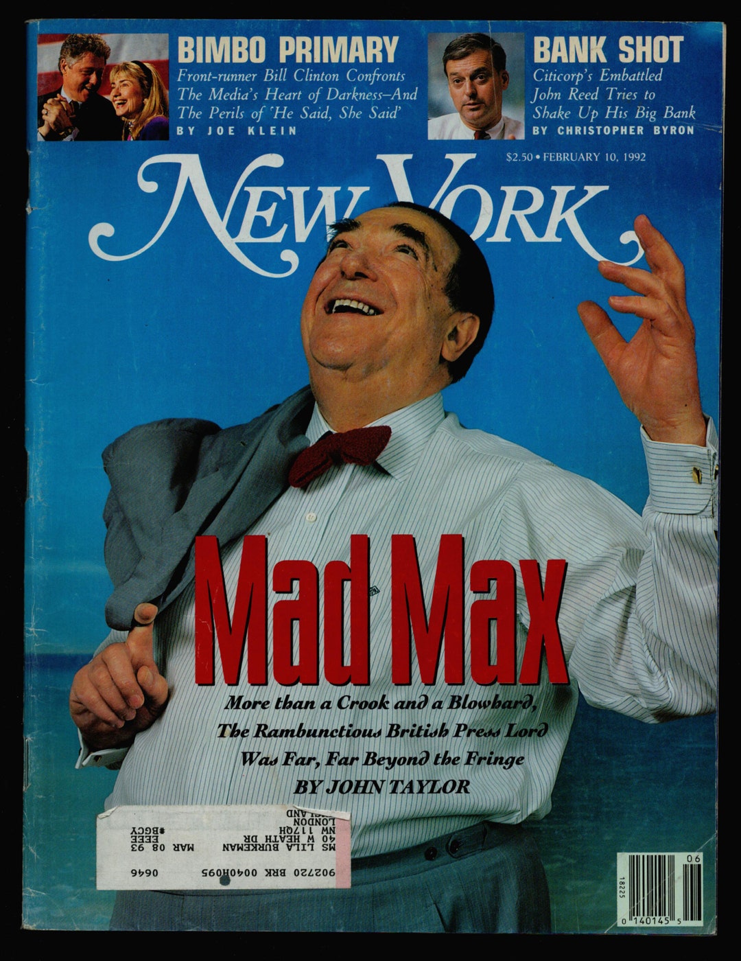 New York Magazine Feb 10 1992 Mad Max Robert Maxwell - Etsy