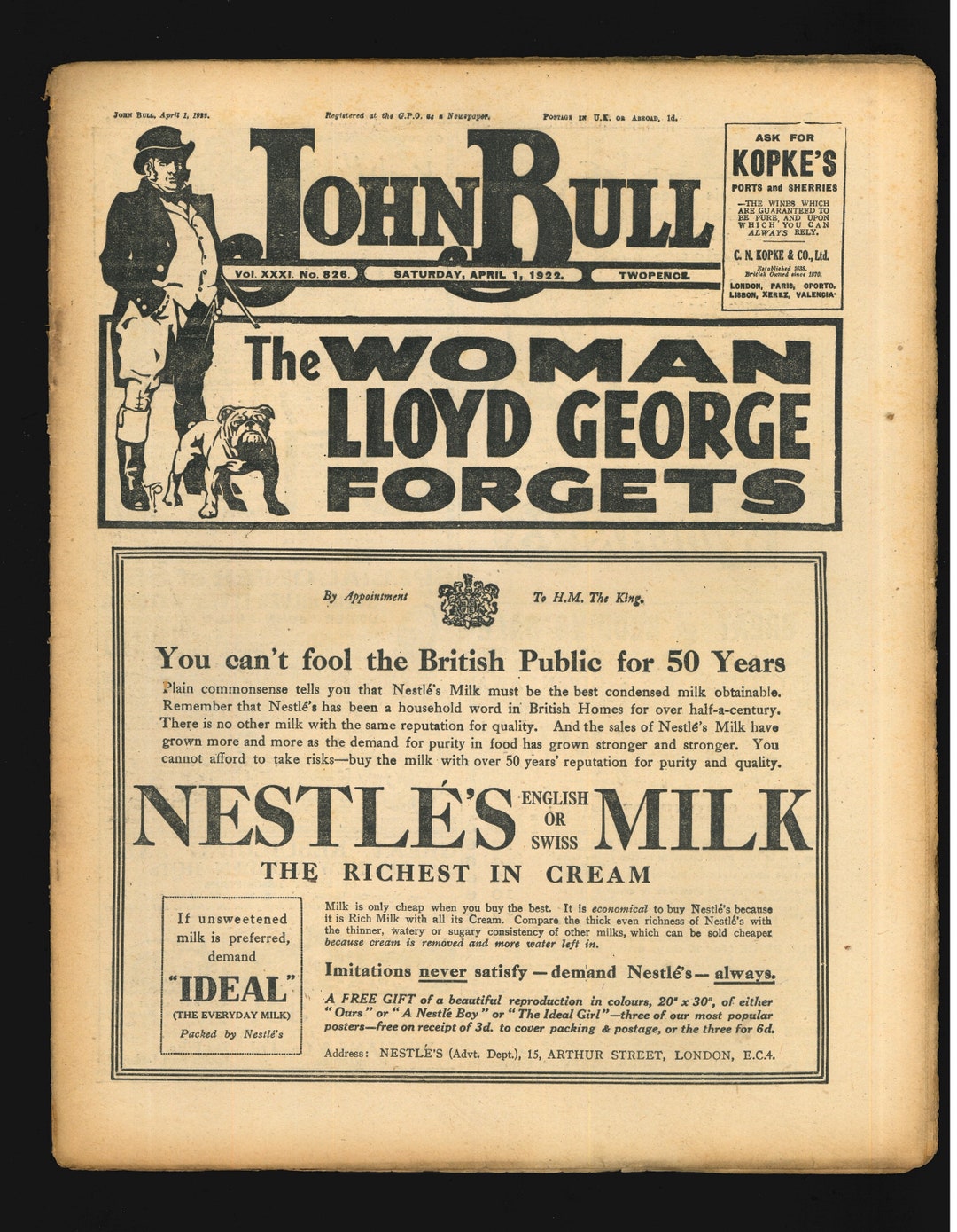 John Bull April 1 1922 British Original Vintage Rare Magazine - Etsy