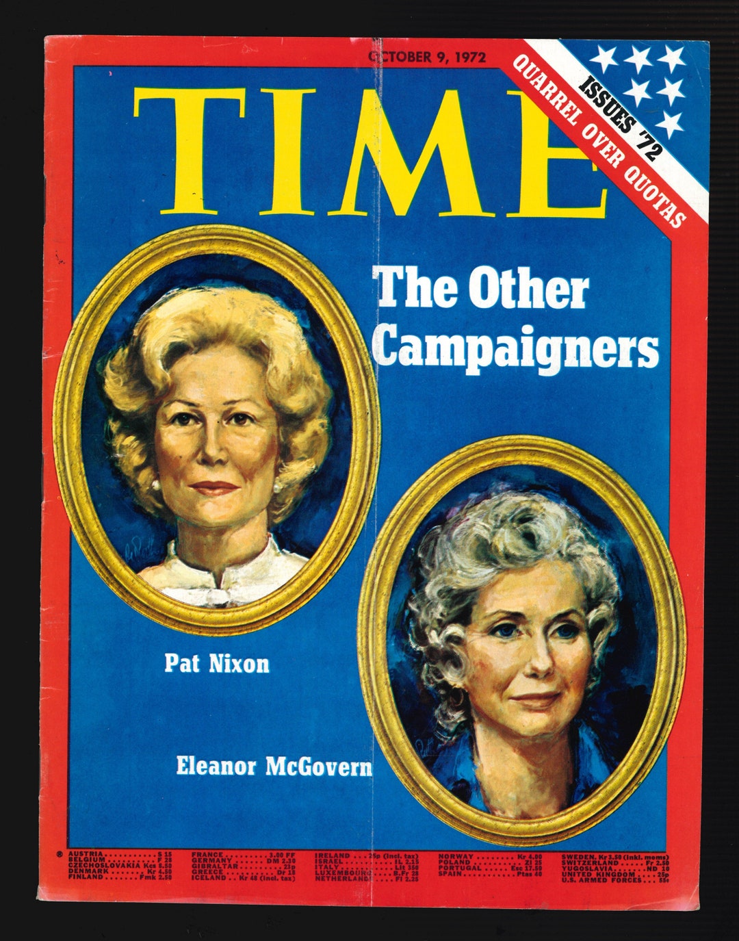 TIME OCT 9 1972 Vintage Magazine Pat Nixon Eleanor Mcgovern - Etsy