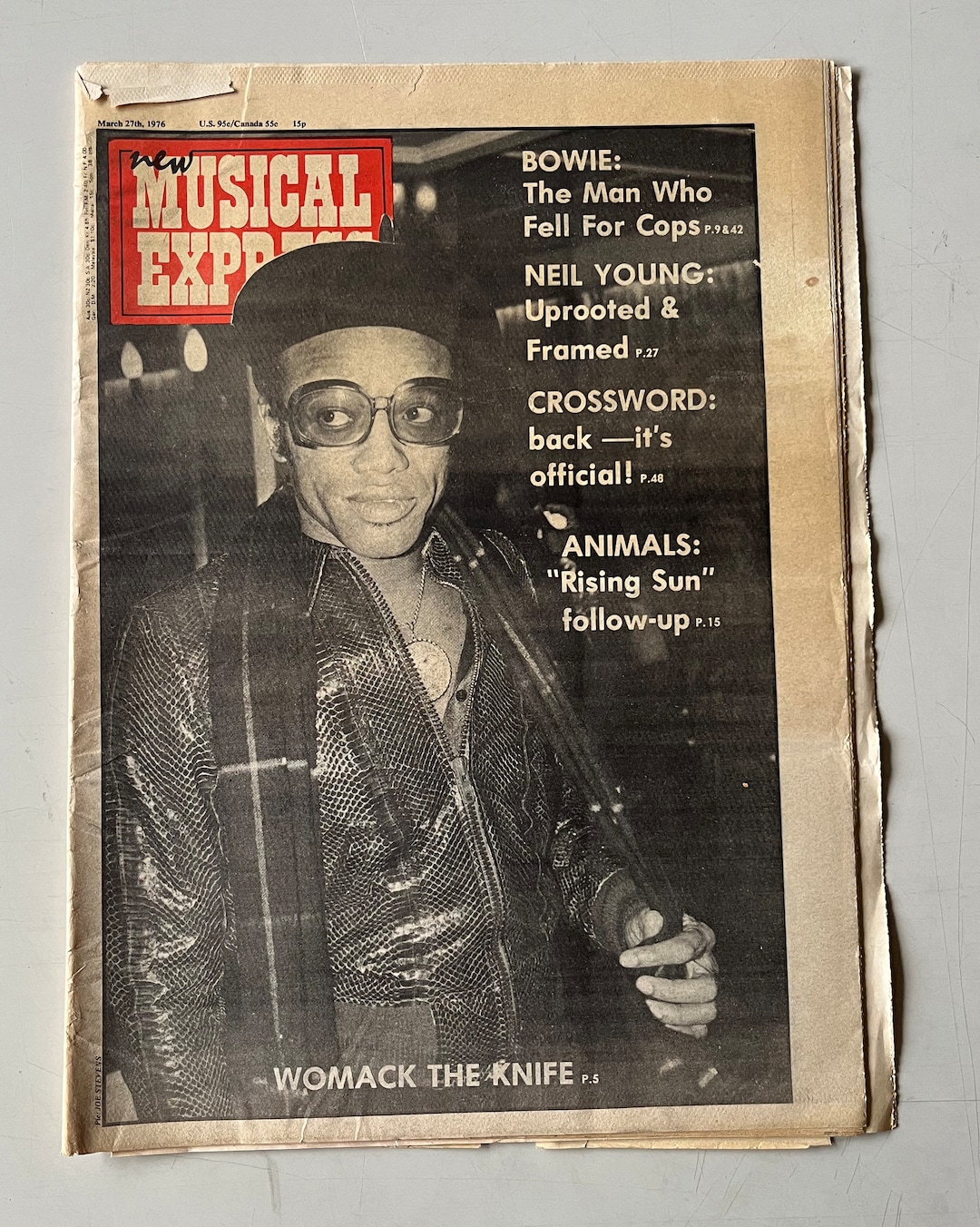 NME March 27 1976 Original Music Magazine Bobby Womack Neil Young David ...