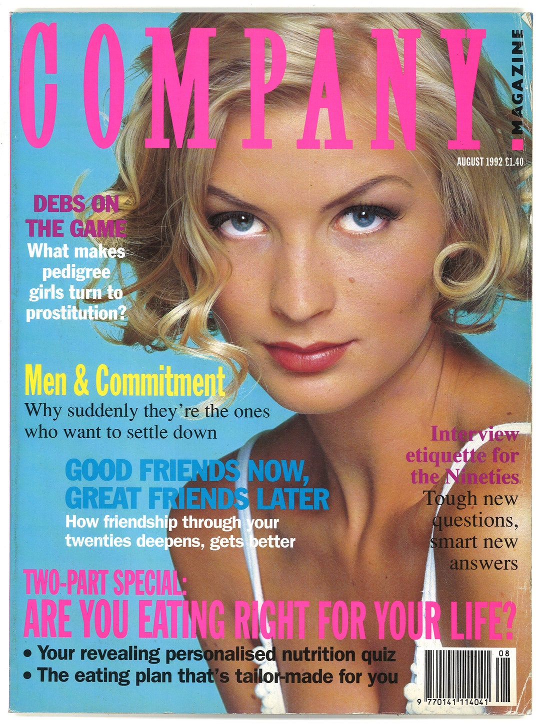 Company Aug 1992 British Original Vintage Fashion Magazine Nina Cover ...