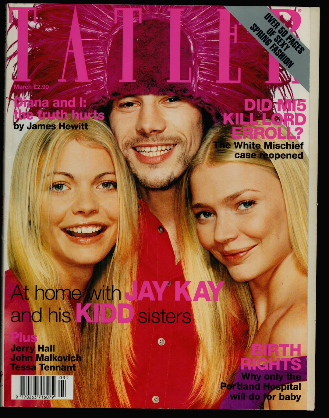 Tatler Magazine March 2000 Jodie and Jemme Kidd Jay Kay Jerry Hall - Etsy