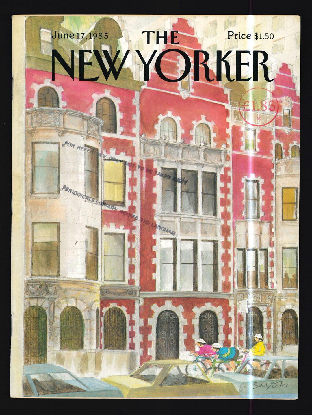New Yorker June 17 1985 Original Vintage Magazine Cover: Town Cycle by ...
