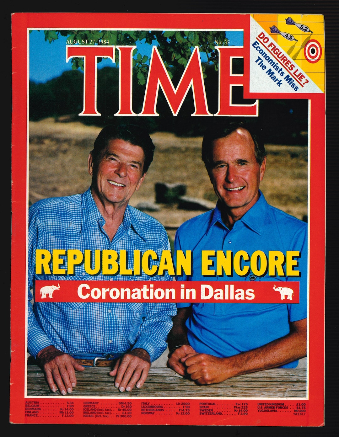 TIME EUROPE AUG 27 1984 Vintage Magazine Republican Encore 40th - Etsy