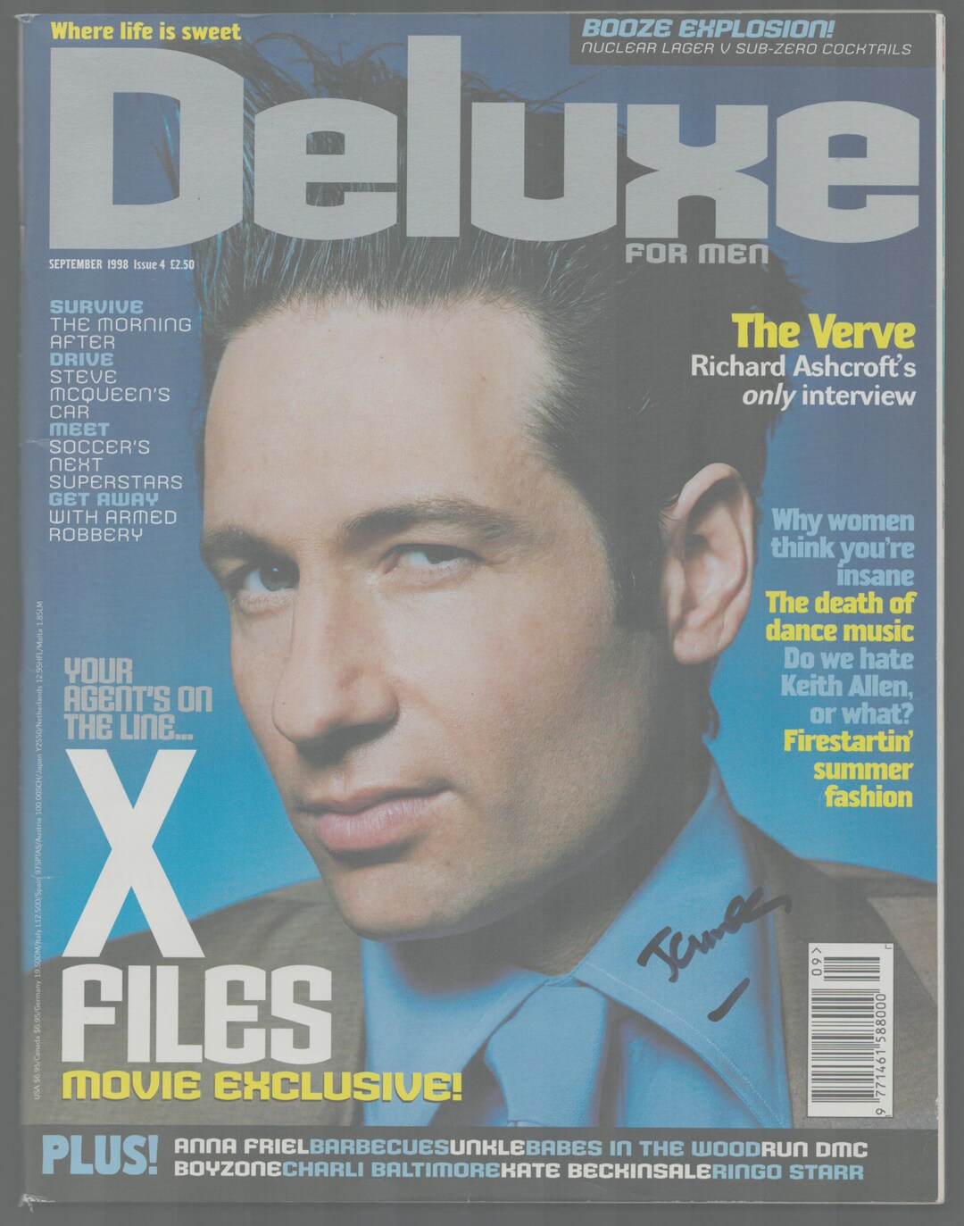 Deluxe Sept 1998 Original Vintage for Men Magazine David Duchovny X ...