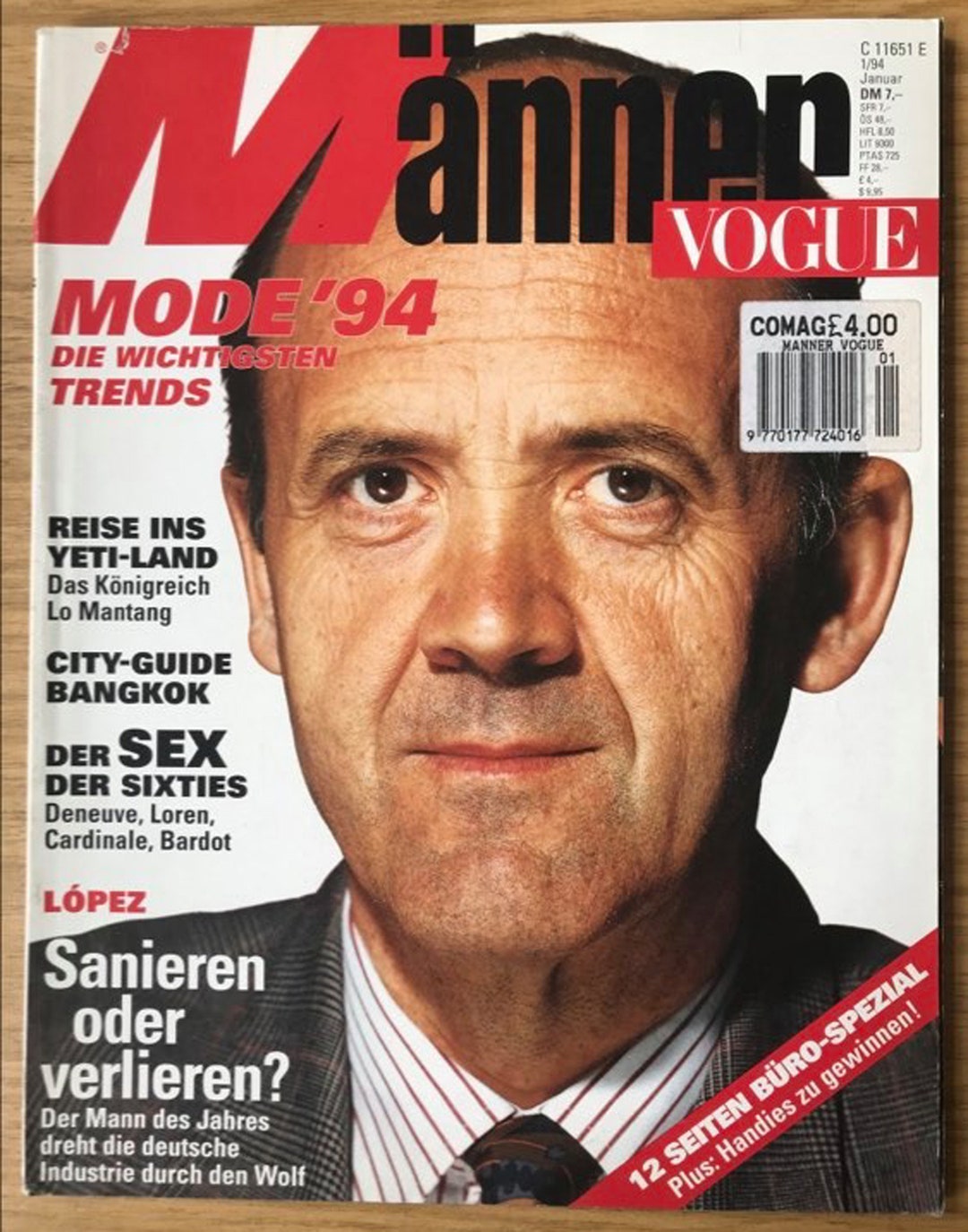 Manner Vogue Enero 1994 Alemán Original Vintage Rare Retro Fashion ...