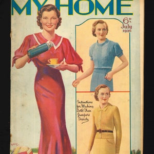 My Home Back Issues 1936 Original Vintage Women’s Magazine Knitting ...