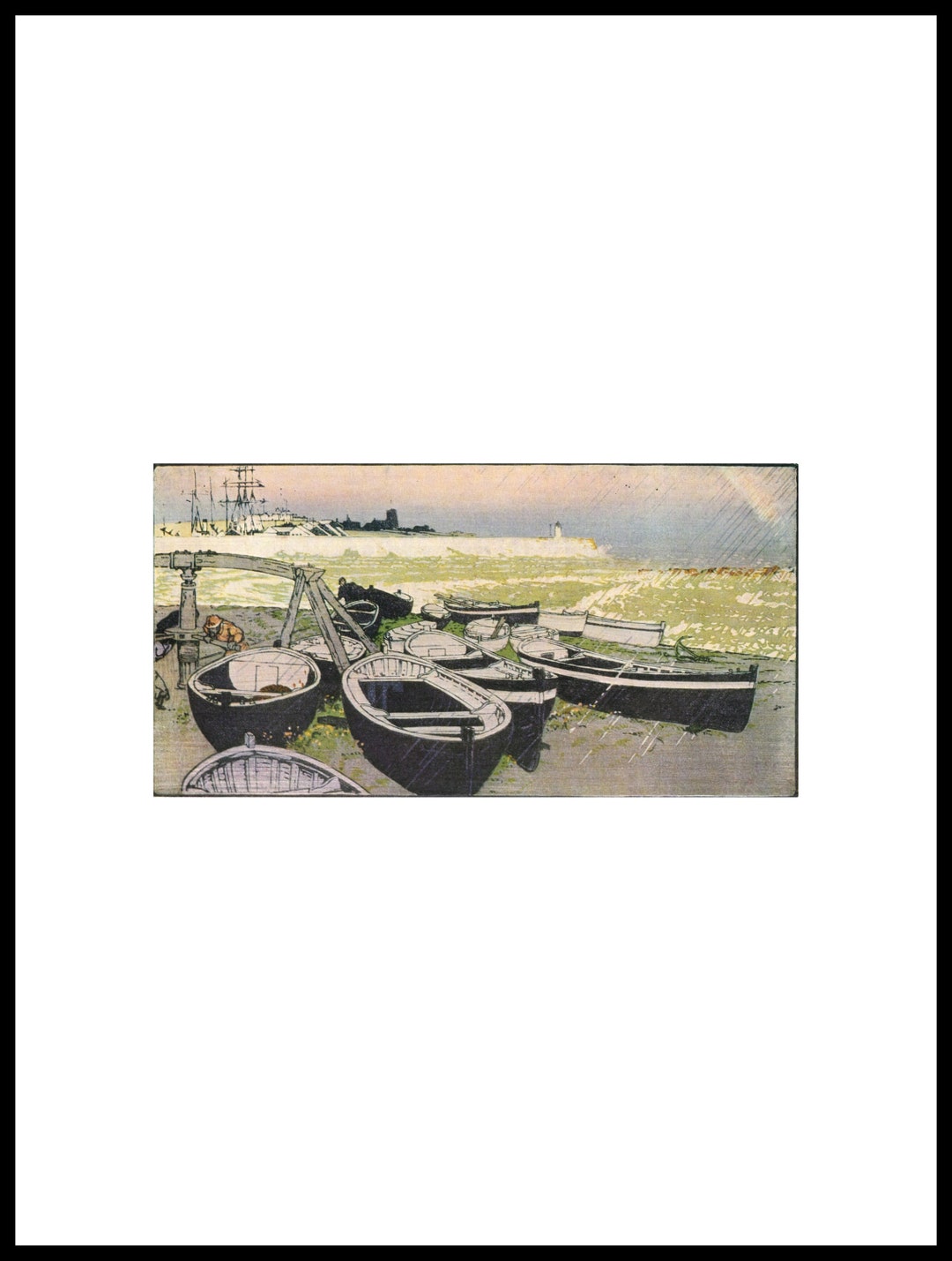 Pilchard Boats, Cornwall, John Platt Original Tear Sheet Window Mounted ...