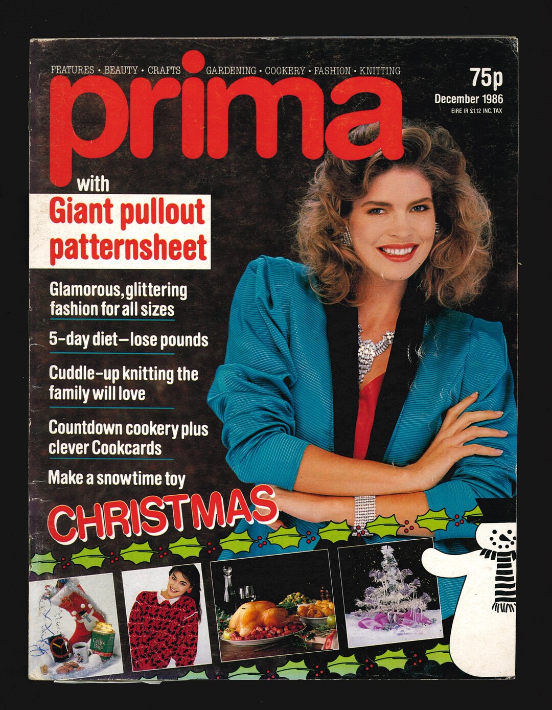 Prima Magazine Dec 1986 Original Vintage Creative Home Crafts Knitting ...