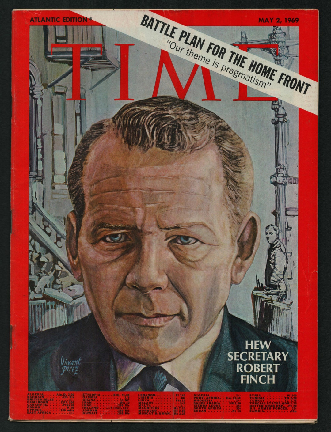 Time Magazine May 2 1969 Vol 93 No 18 Hew Secretary Robert Finch - Etsy