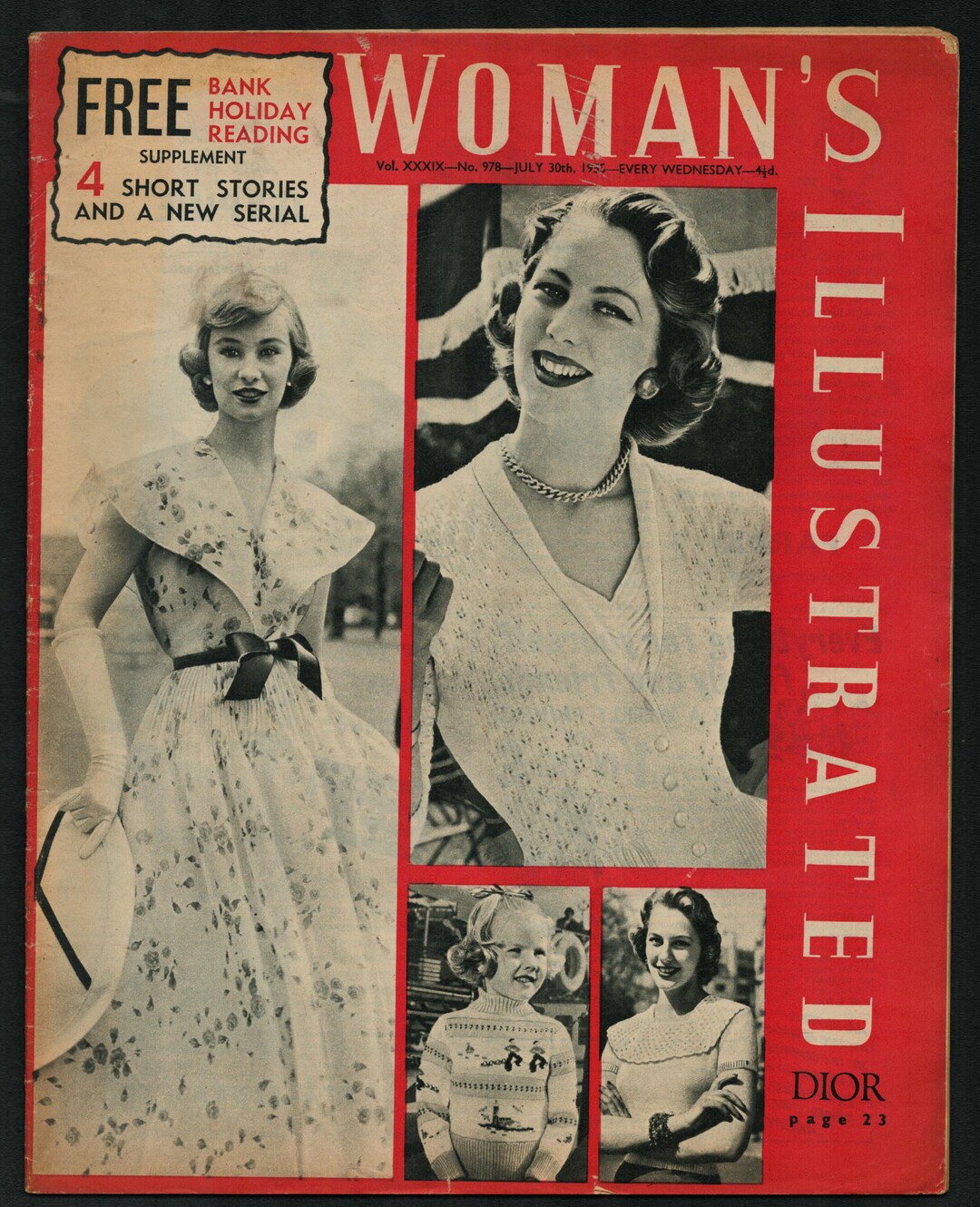 Woman's Illustrated July 30 1955 Original Vintage Fashion Magazine Dior ...