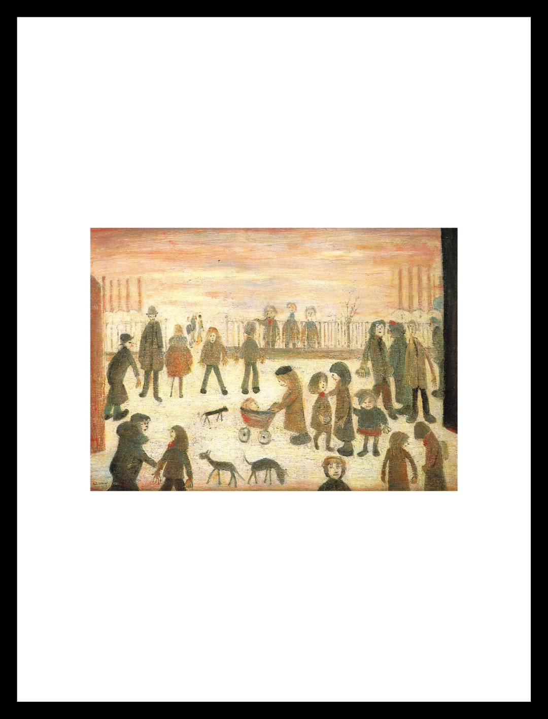 Lowry Figures and Dogs on a Park 1963 Original Tear Sheet Window ...