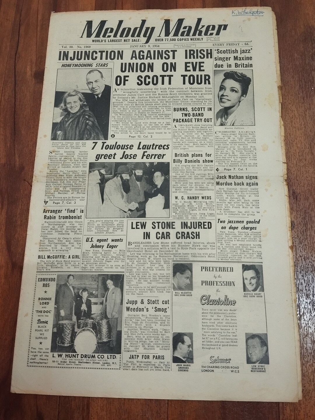 Melody Maker Jan 9 1954 British Pop Newspaper Music Scottish Jazz ...